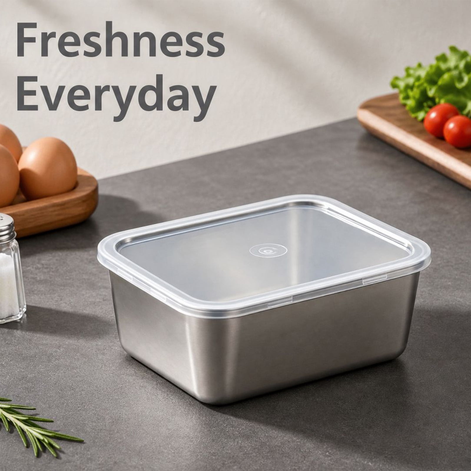 MInHoues Stainless Steel Food Storage Container, Rectangular Metal Meal ...