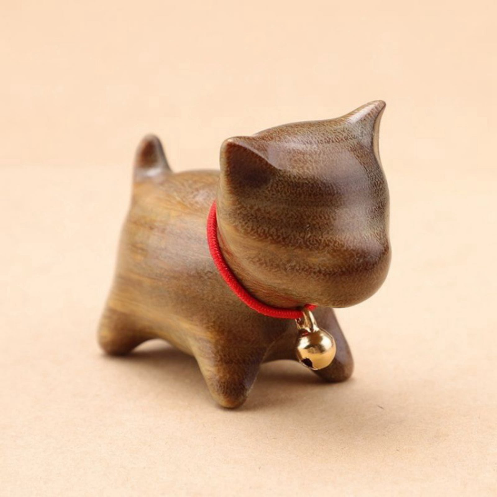 MIni Sandalwood Hand Carved Wood Cat Kitten Wooden Statue Handmade Wood ...