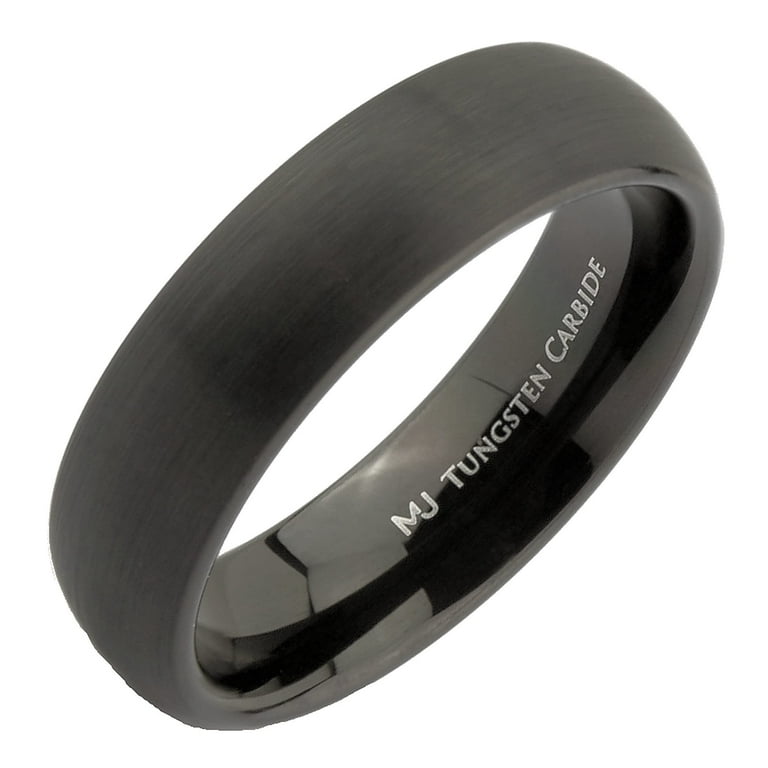 MJ Metals Jewelry Adult Black Plated Tungsten Carbide Half Dome Design 8mm Wedding Ring Size 9