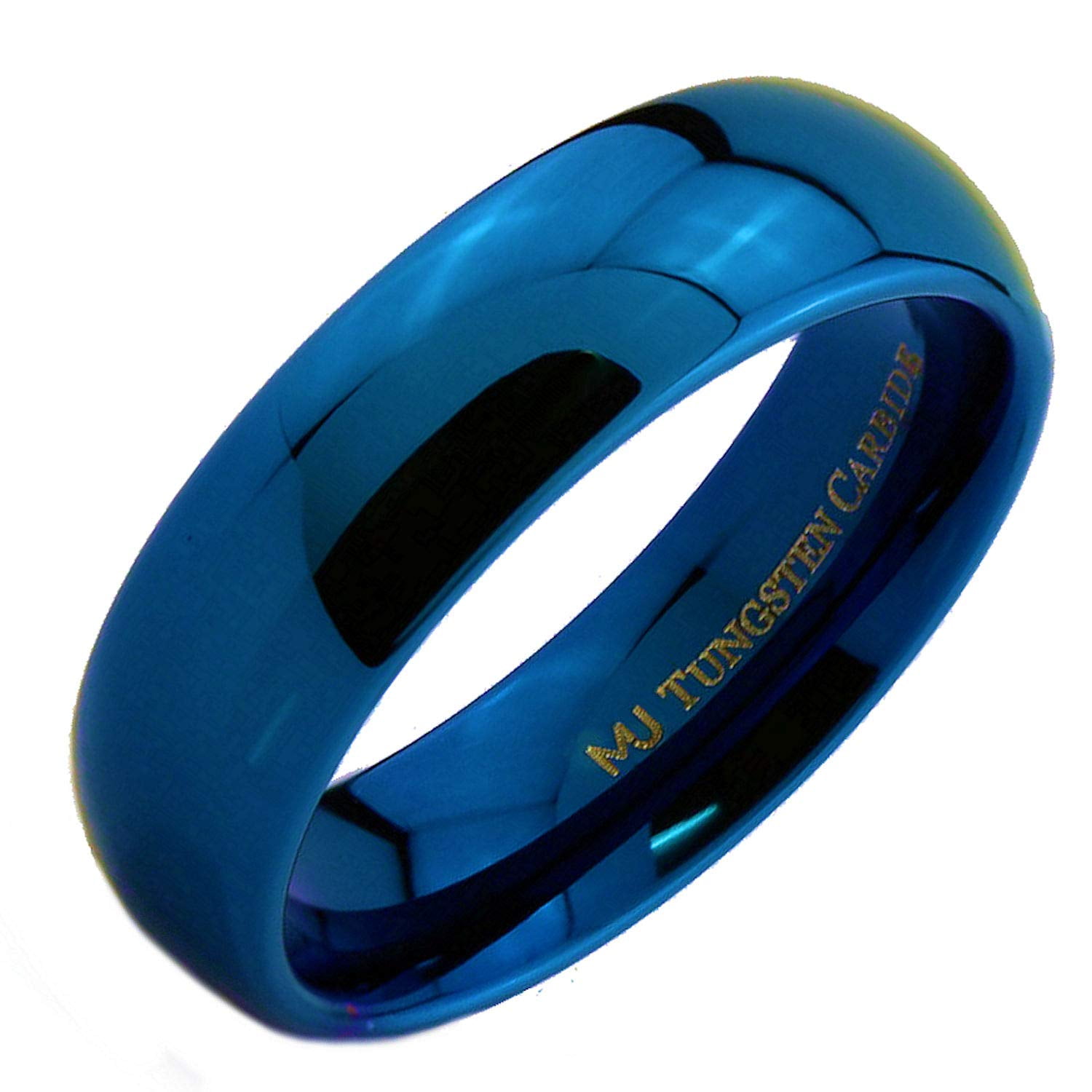 MJ Metals Jewelry Unisex 6mm Blue Plated Inside and Outside Tungsten ...