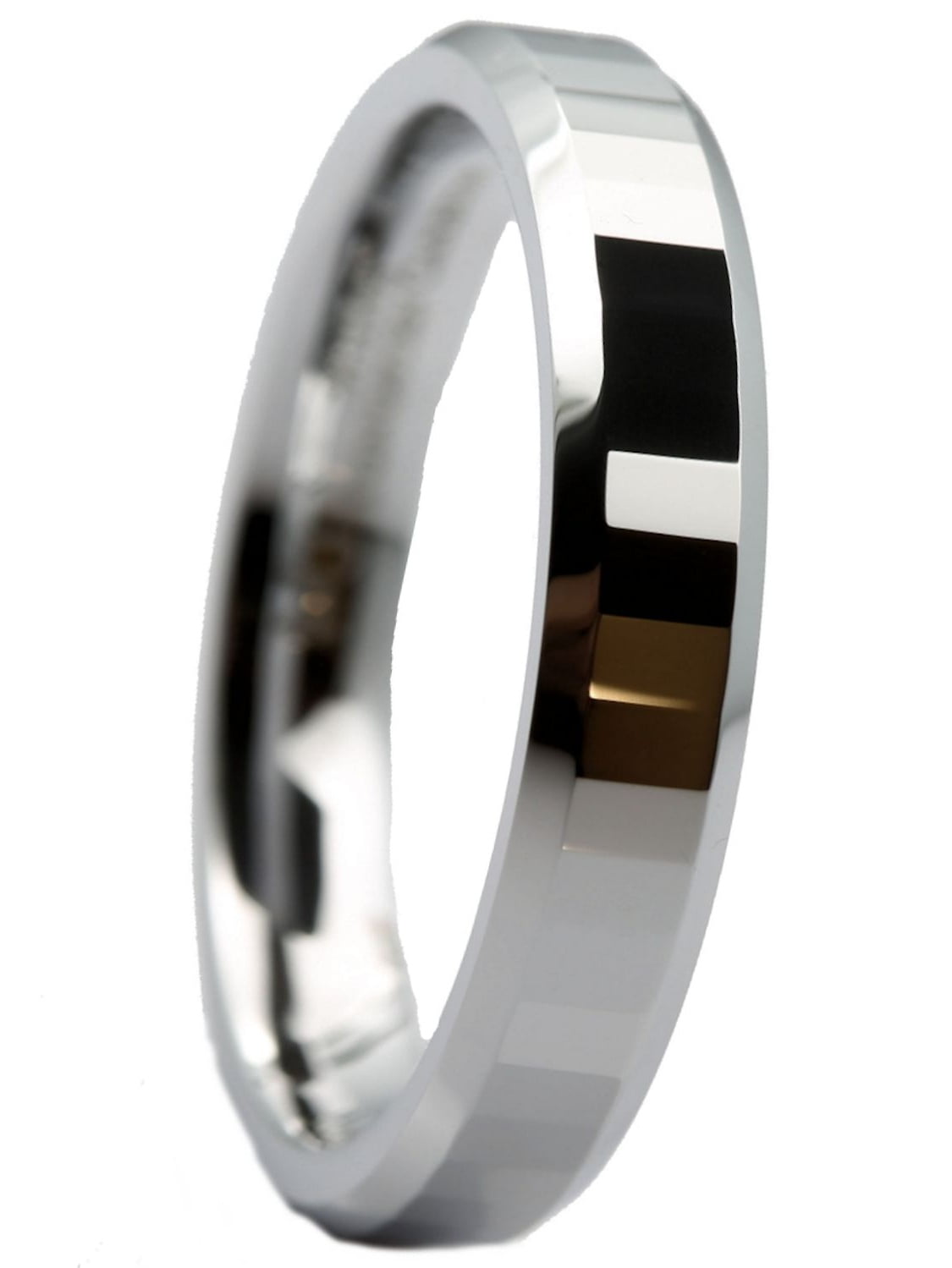 MJ Metals Jewelry Unisex White Tungsten Carbide 4mm Polished Center ...