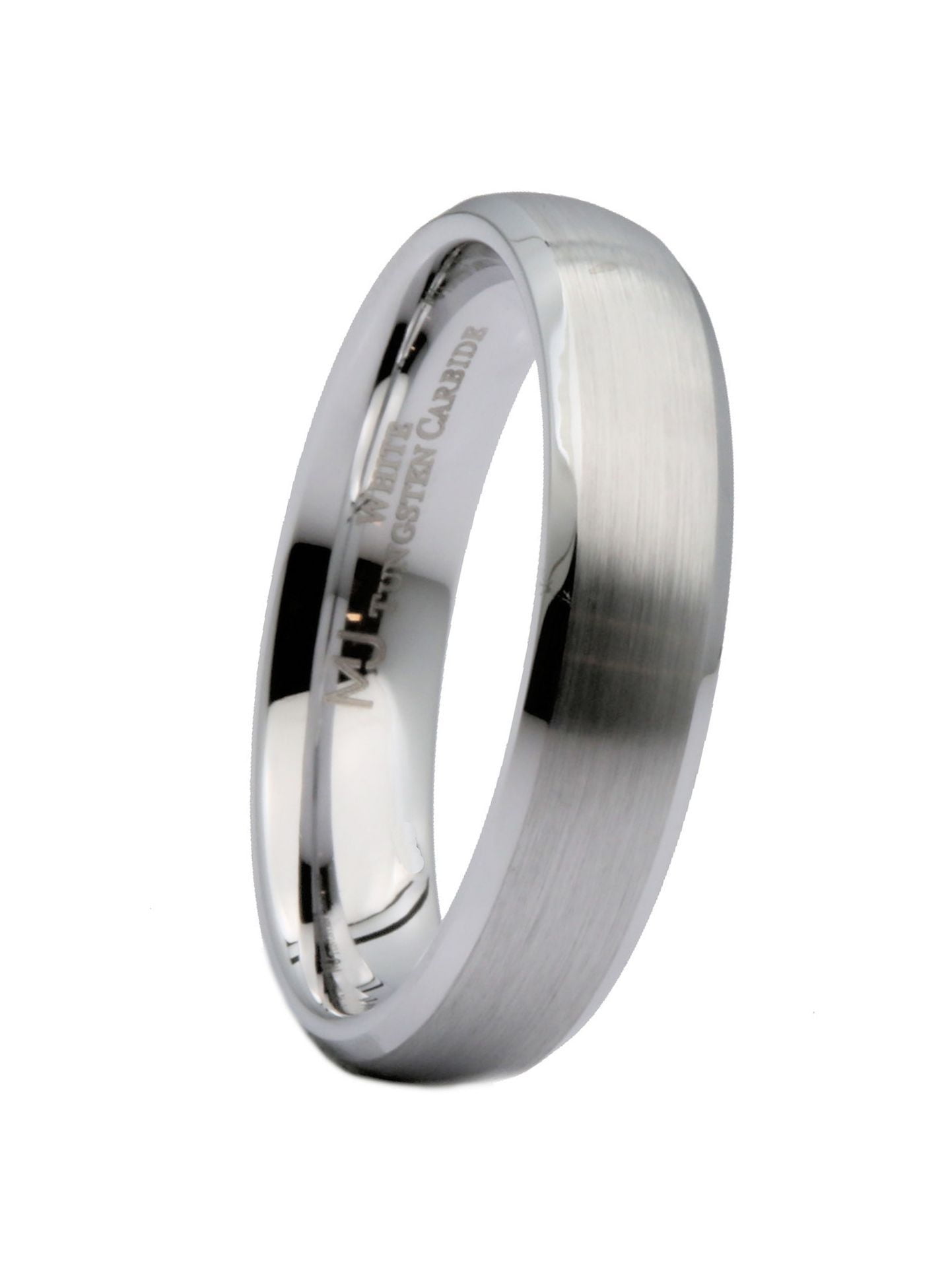 MJ Metals Jewelry Unisex White Tungsten Carbide 5mm Brushed Curved with ...