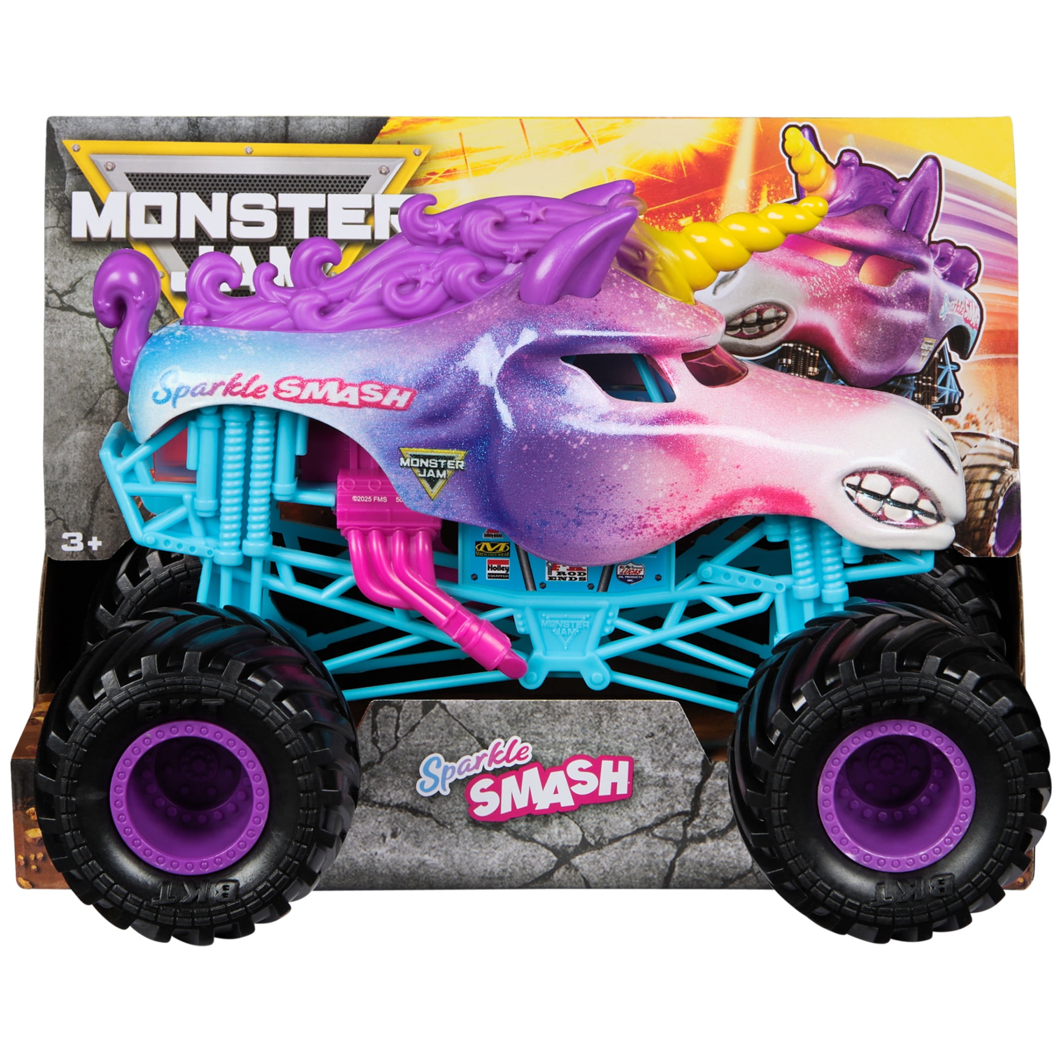 Monster Jam, Sparkle Smash 1:24 Scale Die-Cast Monster Truck Vehicle ...