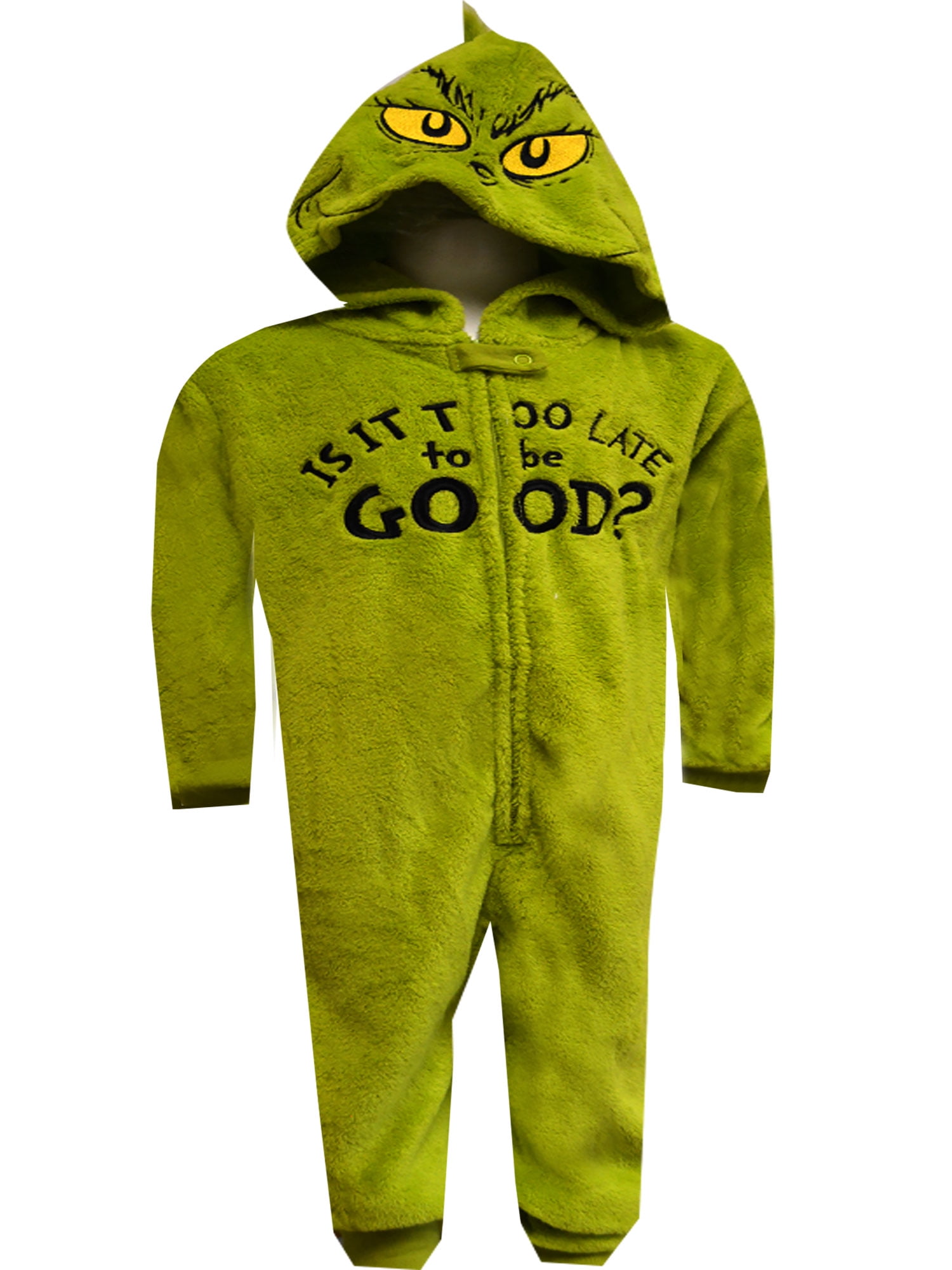 MJC Children Dr. Seuss Kids Grinch Too Late Hooded One Piece Pajama (10) - Walmart.com