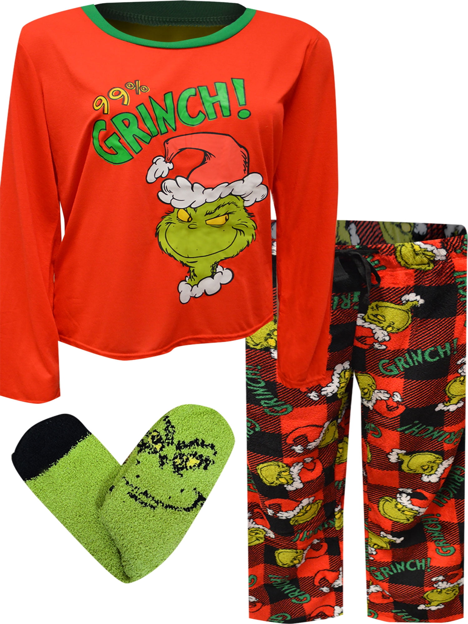 MJC International Womens Dr. Seuss 99% Grinch Ladies Plus Size Pajama ...