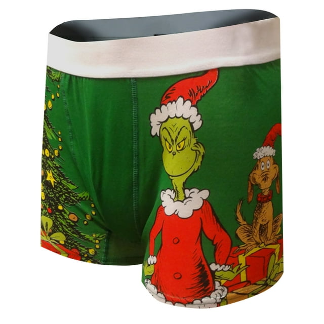 MJC Mens Dr. Seuss The Grinch and Max Christmas Boxer Brief (Small ...