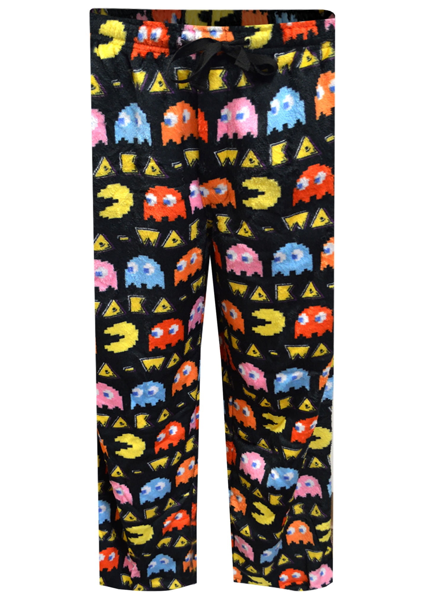 MJC Mens Pacman Waka Waka Chasing Ghosts Black Plush Lounge Pants ...