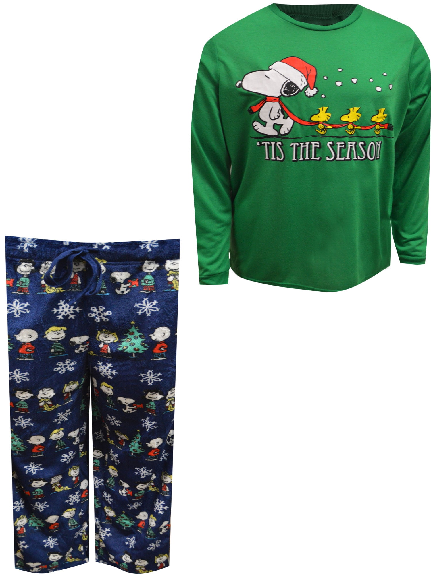 MJC Mens Peanuts Snoopy and Woodstock Tis the Season Guys Pajama Set ...