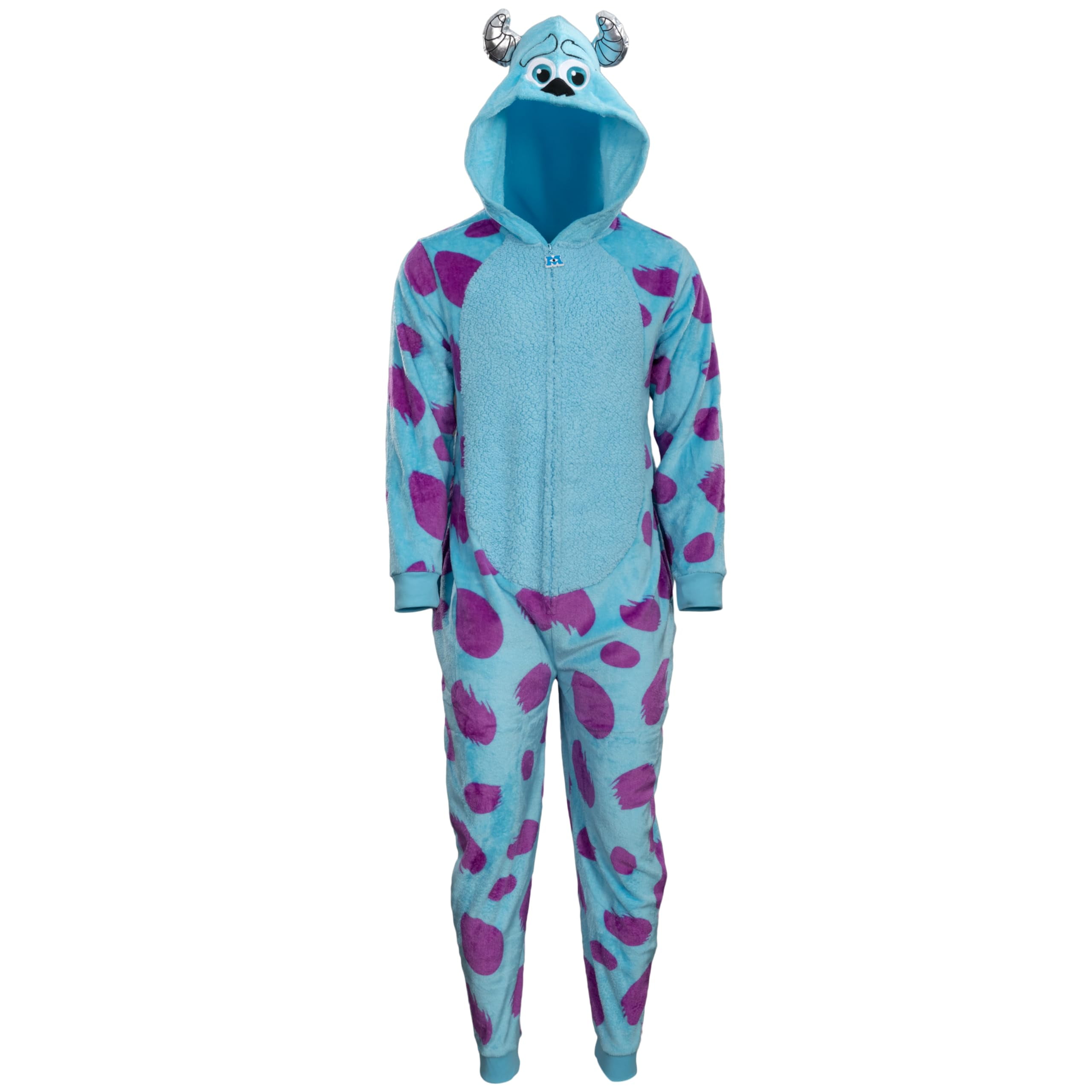 MJC Monsters Inc. Sulley Fleece Zip Up Jumpsuit Adult Halloween Costume ...