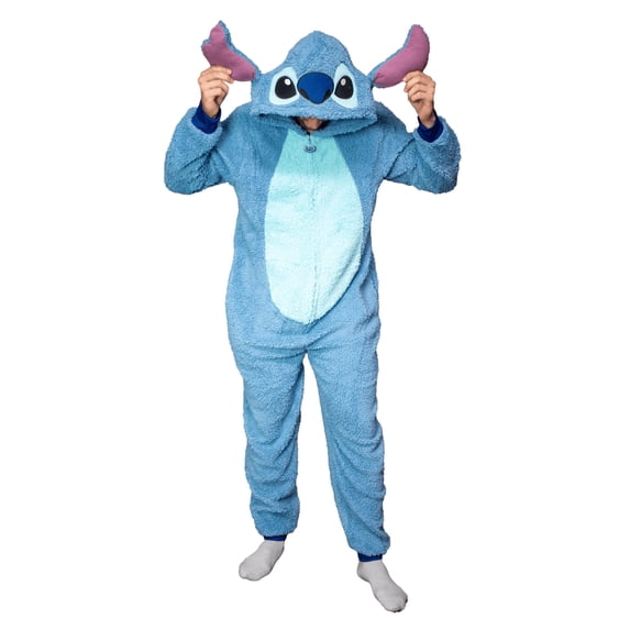 MJC Stitch Fleece Zip Up Jumpsuit Adult Halloween Costume Cosplay One ...