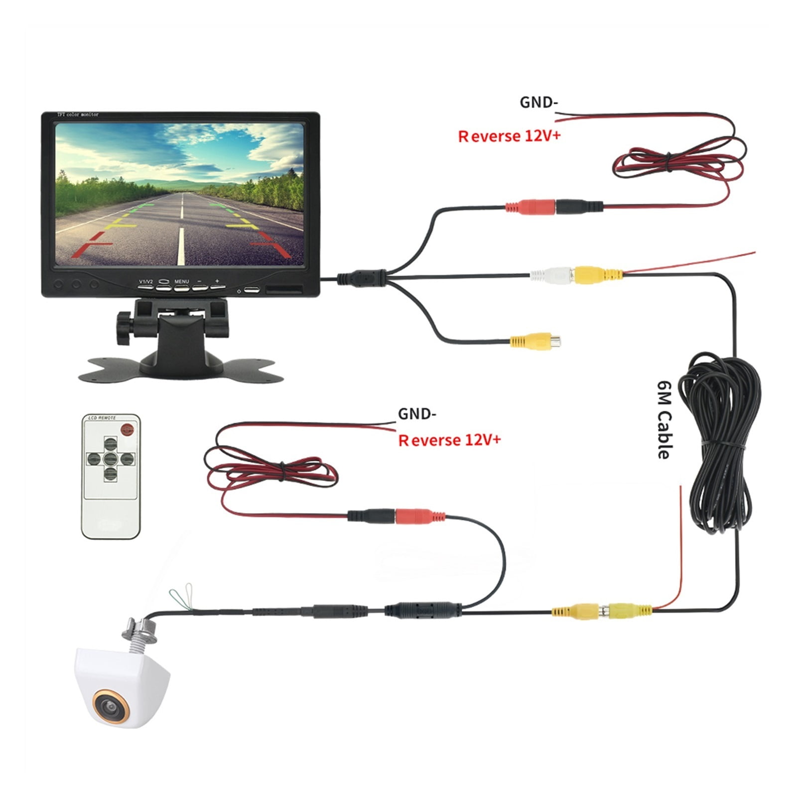MJDOUD 7 Inch Car AHD Monitor with Rearview Camera 1080P Night Vision ...