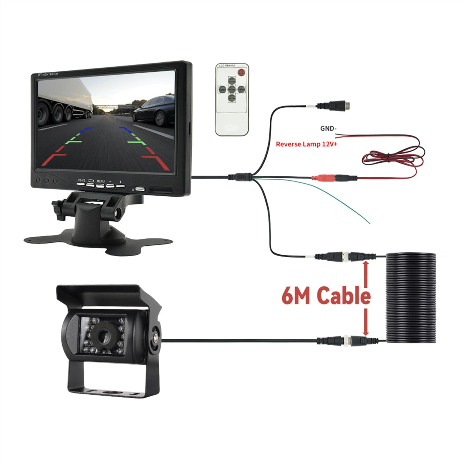 MJDOUD 7 Inch Car Rear View Camera Monitor for Truck Parking 9-36V Bus ...