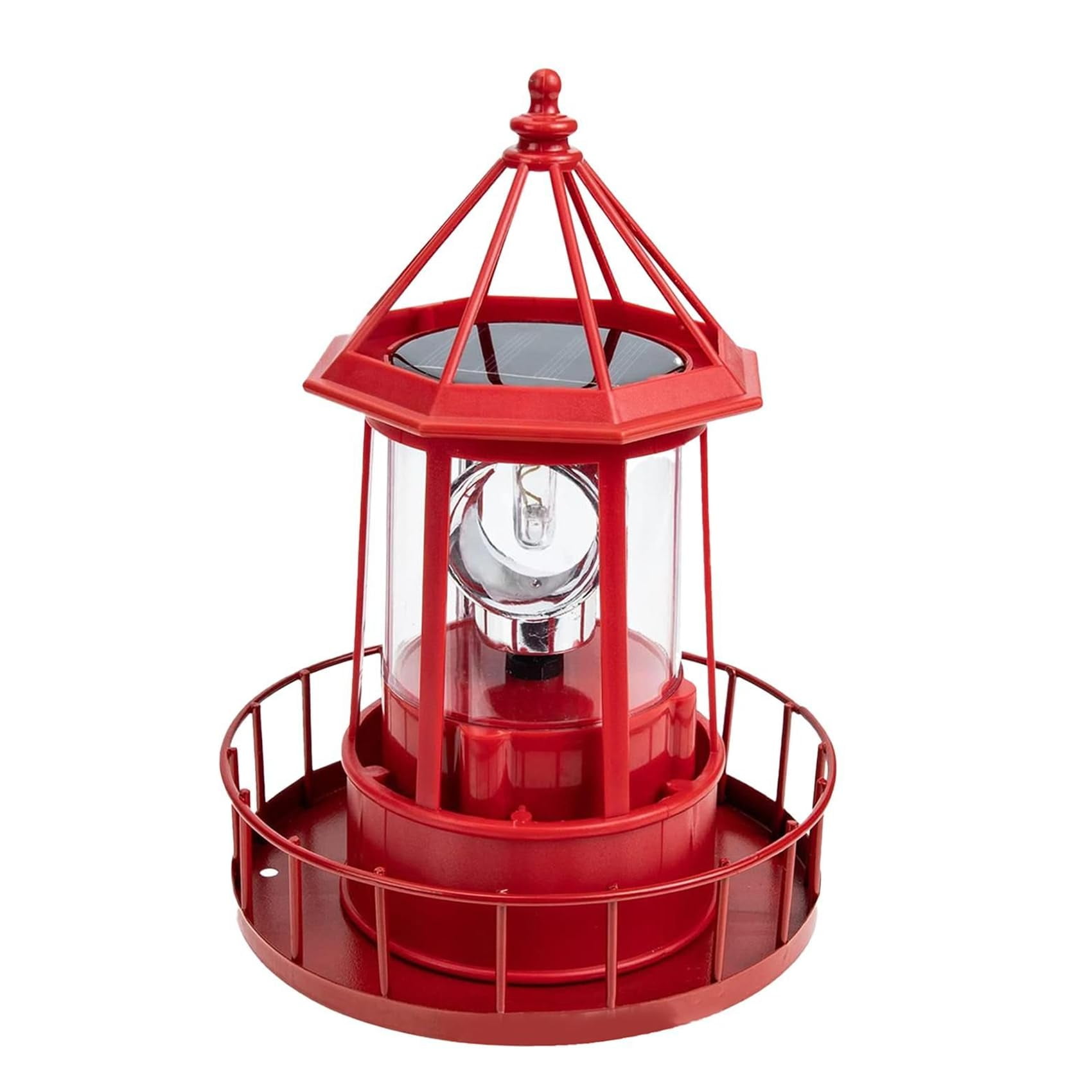MJFUNTXY LED Solar Powered Lighthouse,360 Degree Rotating Lamp IP65 ...