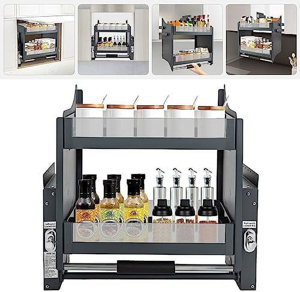 MJGXCBO Cabinet Pull Down 22/24Inch Cabinet Pull Down Shelving System ...