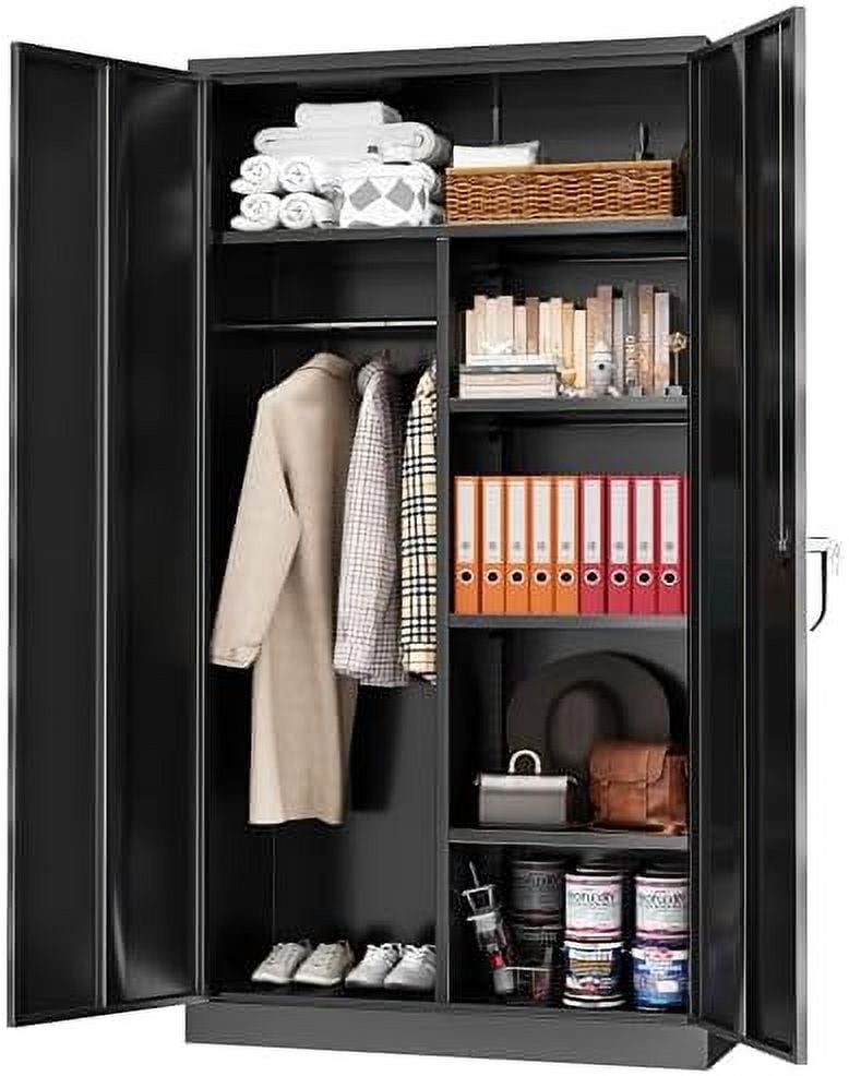 MJGXCBO Metal Cabinet 42" Black Locking Steel Office Cabinet with Doors ...