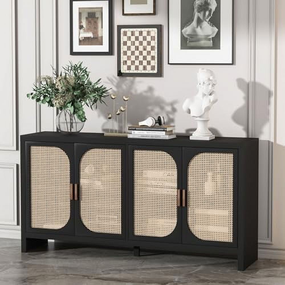 MJGXCBO Rattan Sideboard Buffets Cabinet Farmhouse Buffet Sideboard 4 ...
