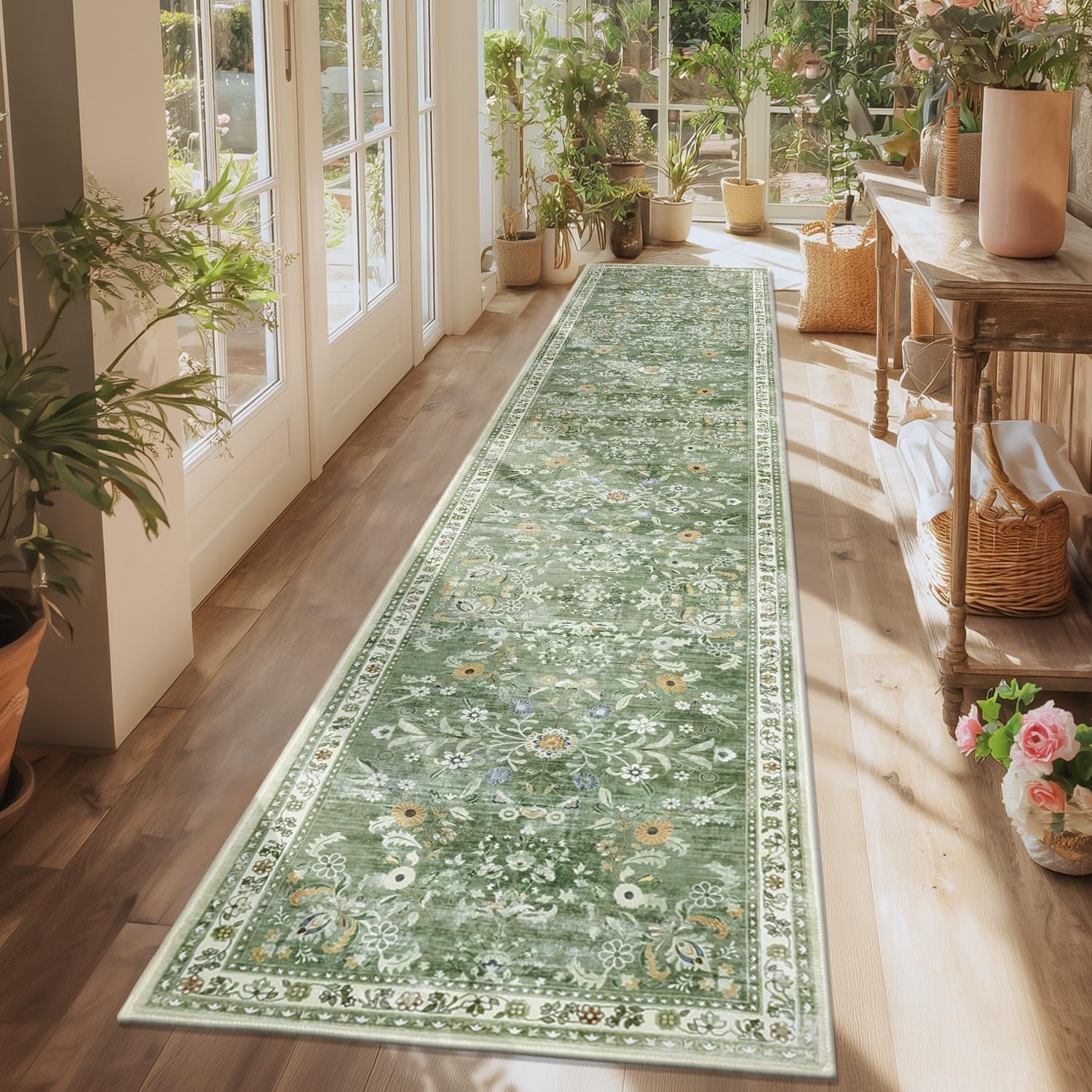 MJIAexp 2'x10' Boho Runner Rug,Non Slip Washable Floral Hallway Runner ...