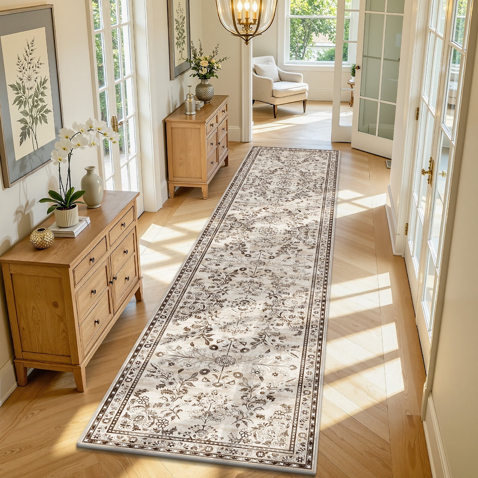 MJIAexp 2'x10' Boho Runner Rug,Non Slip Washable Floral Hallway Runner ...