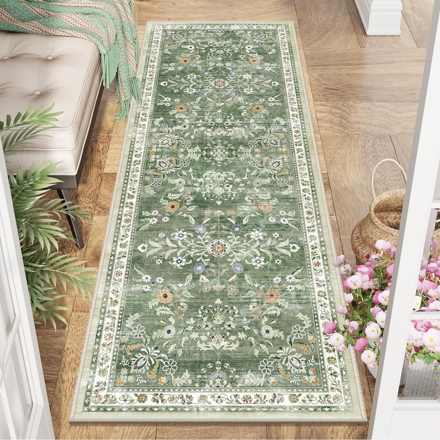 MJIAexp 2'x6' Boho Runner Rug,Non Slip Washable Floral Hallway Runner ...