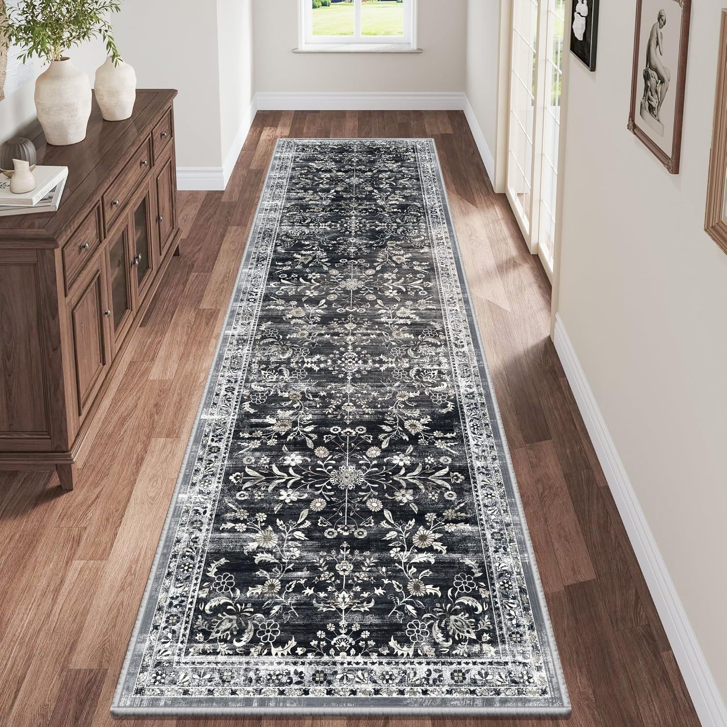 MJIAexp 2'x8' Boho Runner Rug,Non Slip Washable Floral Hallway Runner ...