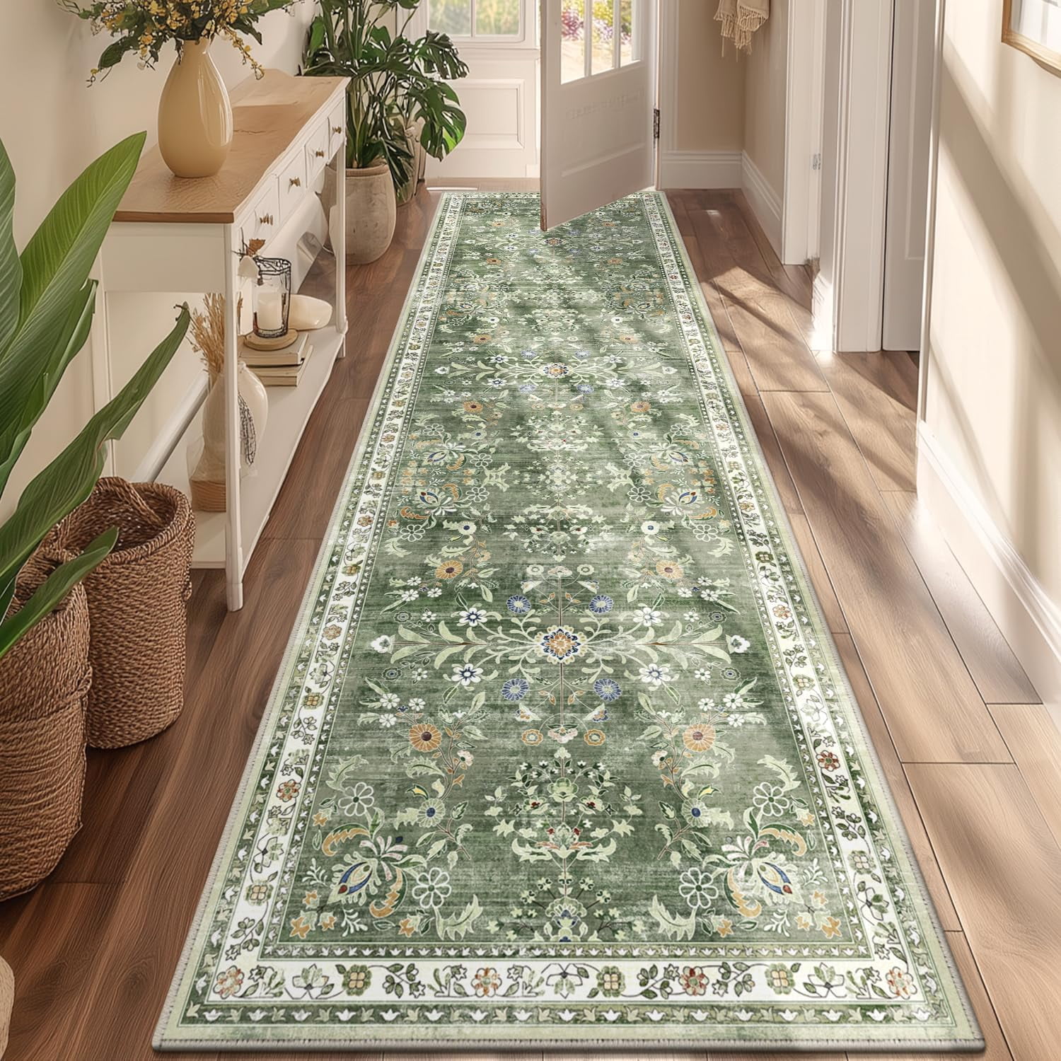 MJIAexp 3'x12' Boho Runner Rug,Non Slip Washable Floral Hallway Runner ...