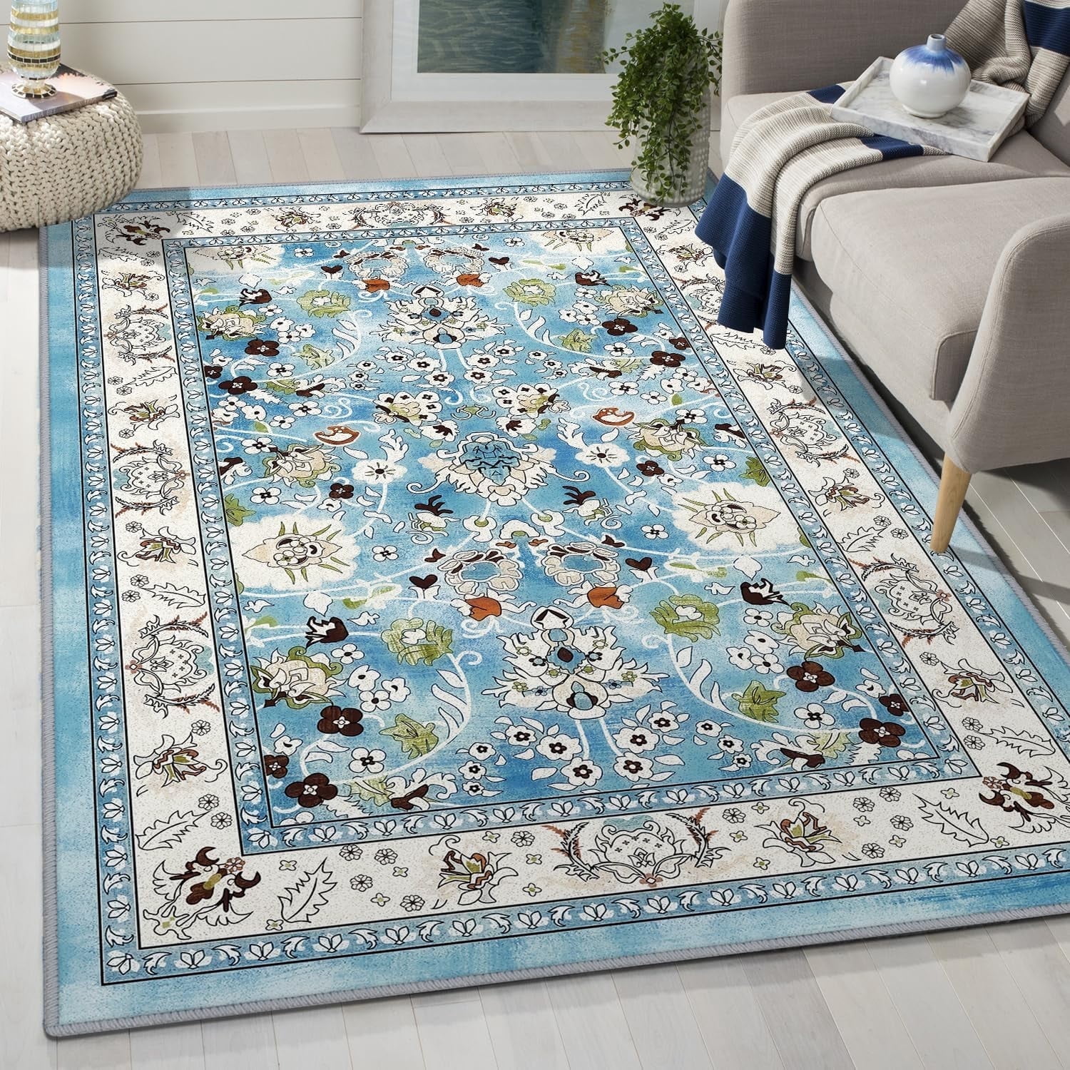MJIAexp 3'x5' Moroccan Bedroom Rug Washable Vintage Boho Area Rug Non ...