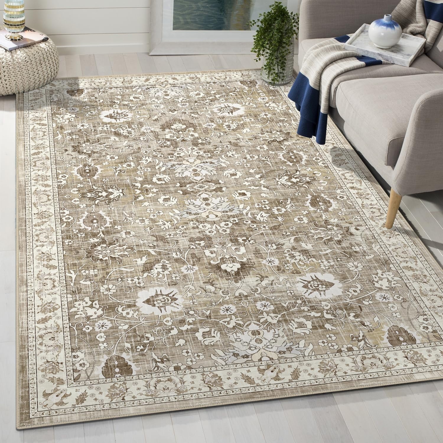 MJIAexp 3'x5' Moroccan Bedroom Rug Washable Vintage Boho Area Rug Non ...