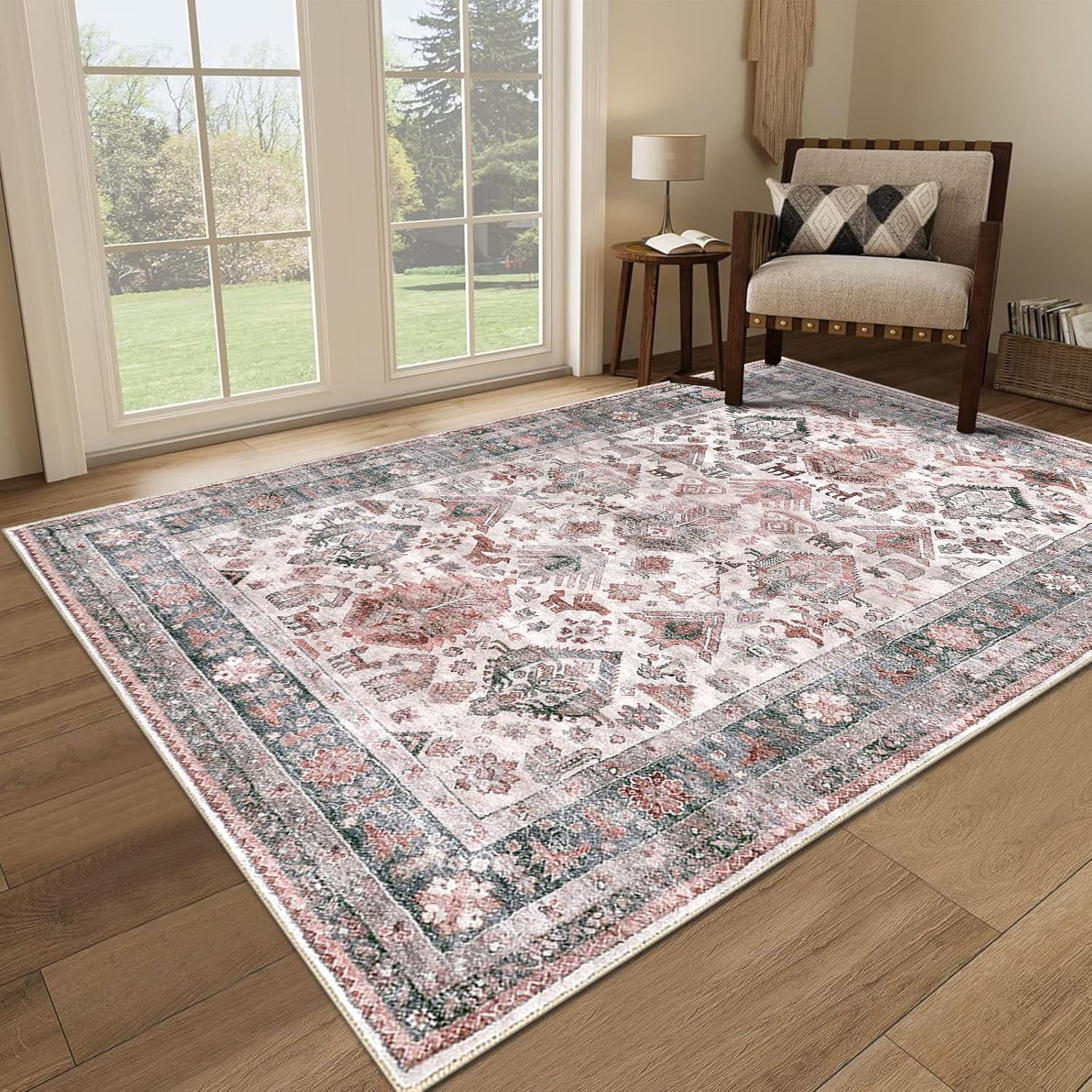 MJIAexp 5'x7' Vintage Area Rug Washable Bedroom Rug Distressed Boho ...
