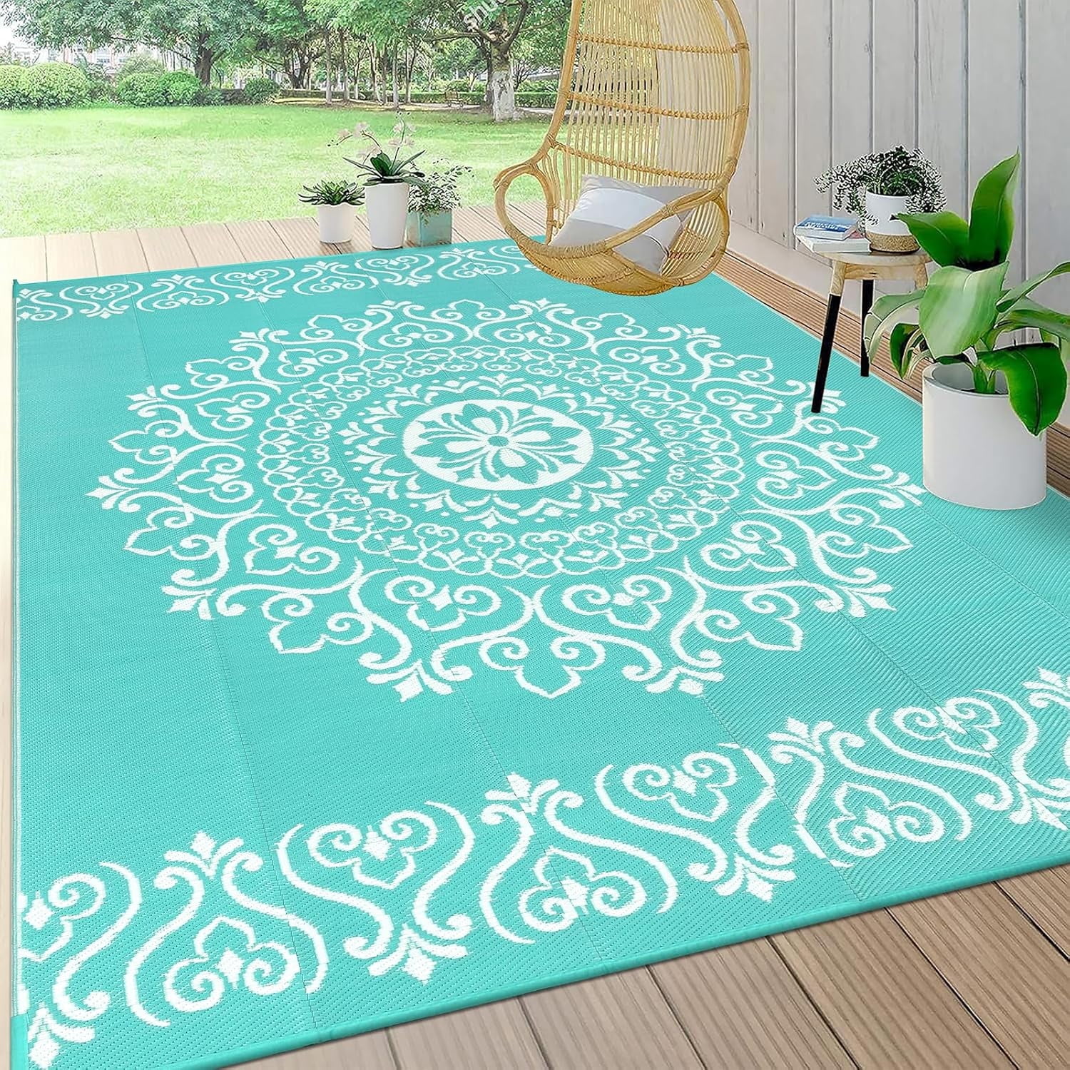 MJIAexp 6'x9' Green Outdoor Rug Patio Rug Waterproof RV Outdoor Rug ...
