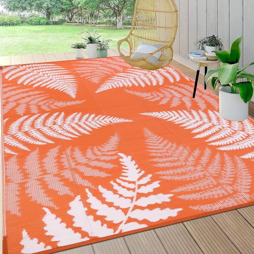 MJIAexp 6'x9' Orange Outdoor Rug Patio Rug Waterproof RV Outdoor Rug ...
