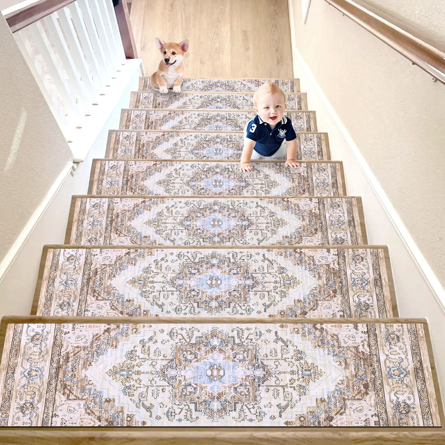 MJIAexp 7 Pack 8"x30" Stair Treads, Non Slip Stair Runners for Wooden ...