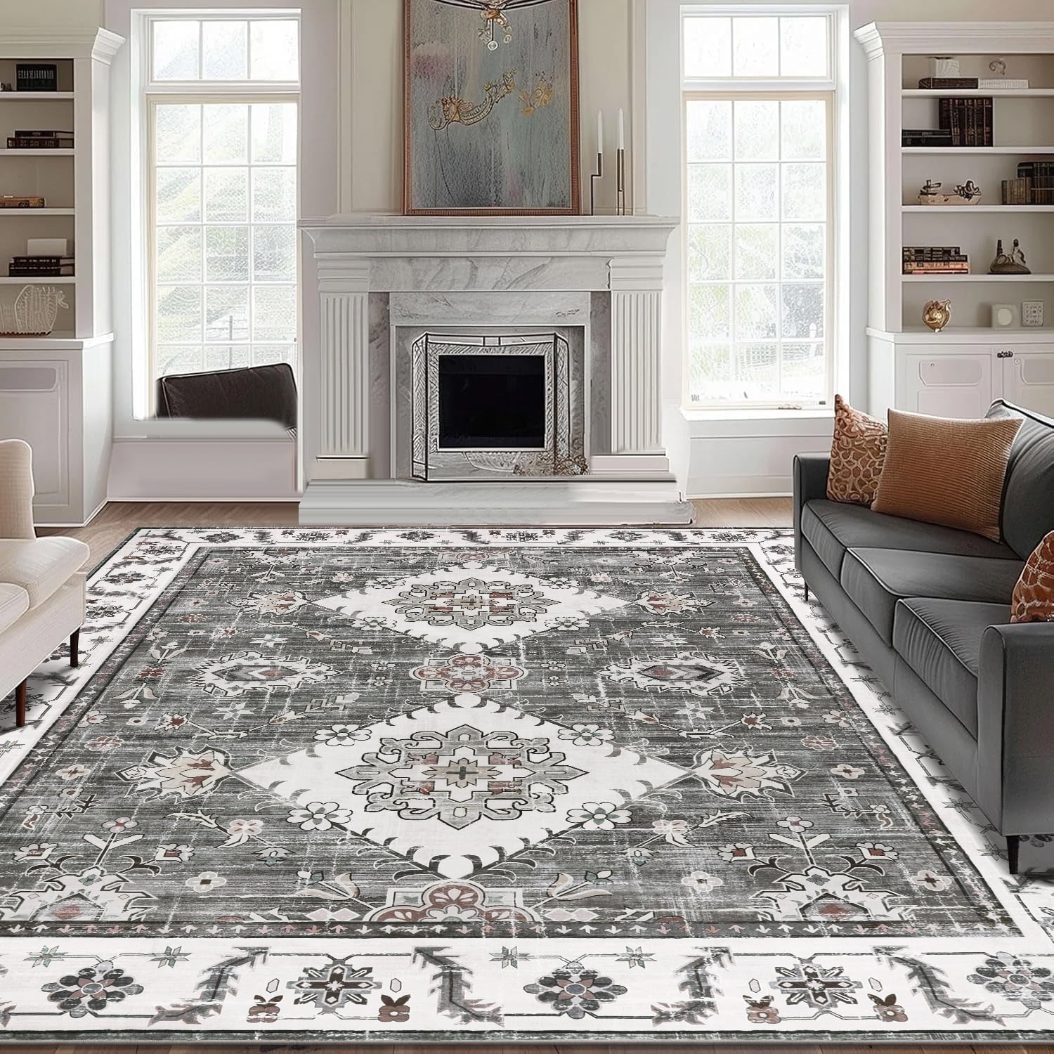 MJIAexp 8'x10' Vintage Boho Area Rug Washable Area Rug for Living Room ...