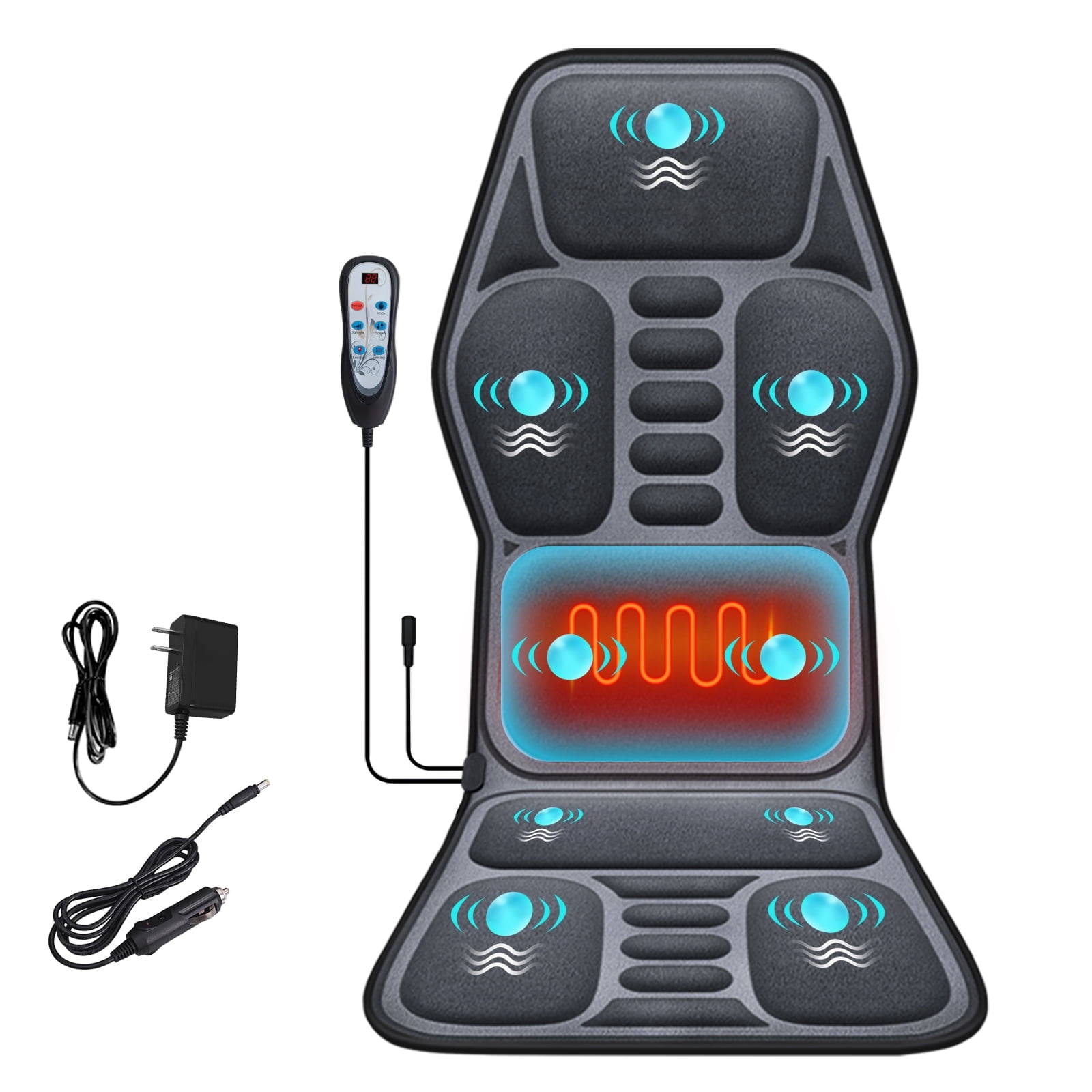 MJK Back Massager for Chair and Home, Heated Massage Seat Cushion Pad ...