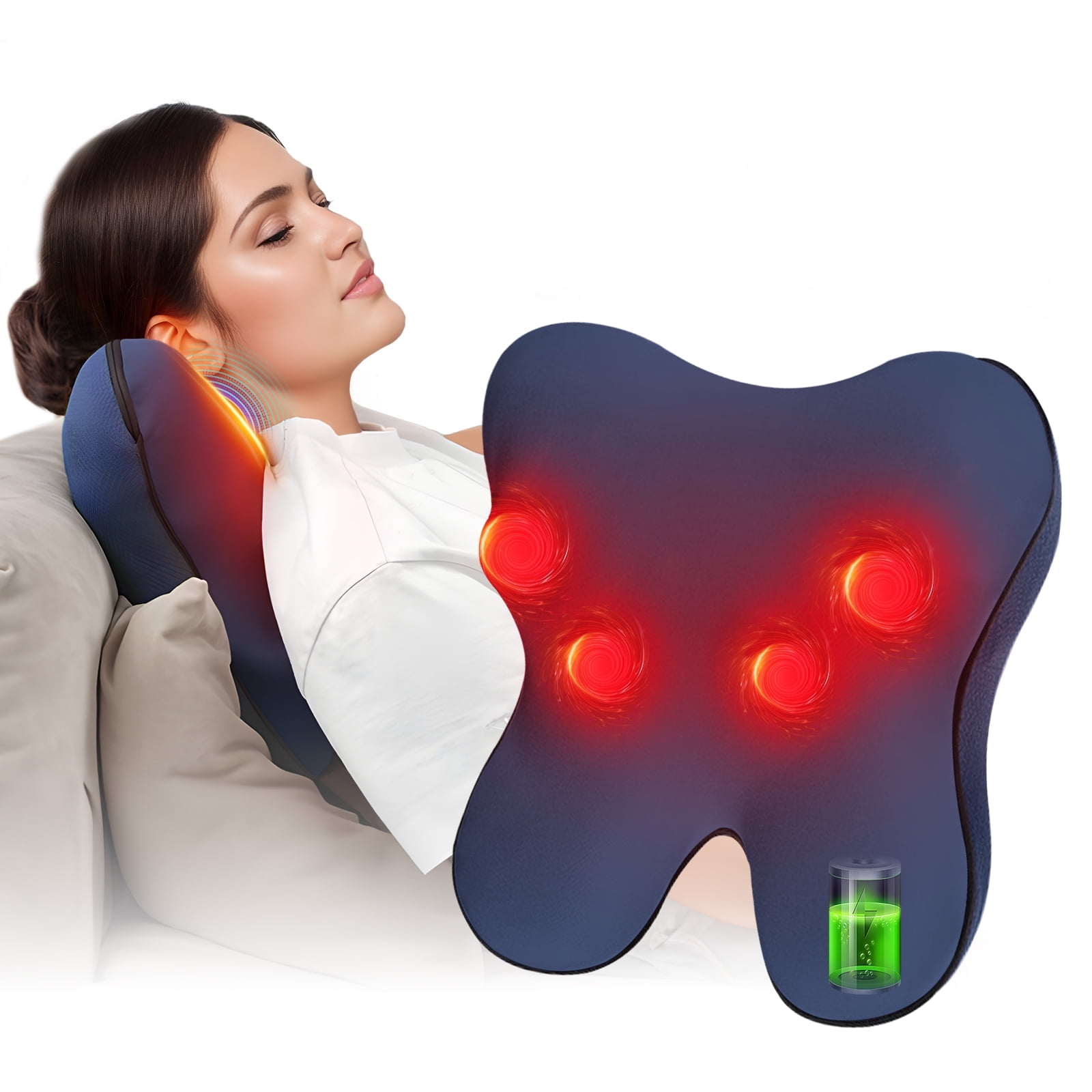 MJK Cordless Back Massager with Heat 3D Kneading Shiatsu Neck and Back ...