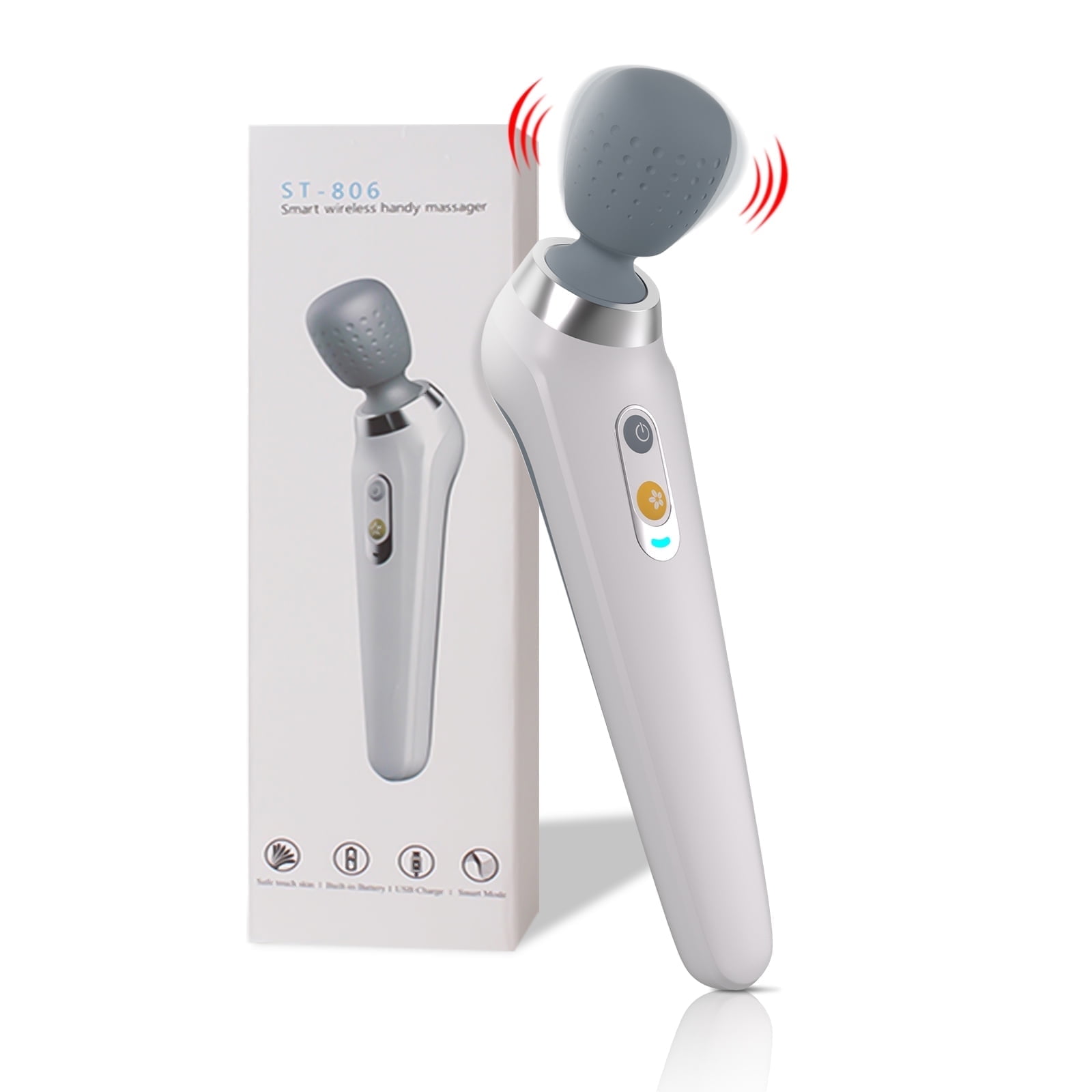 MJK Cordless Massage Wand, Rechargeable Silicone Handheld Massager ...