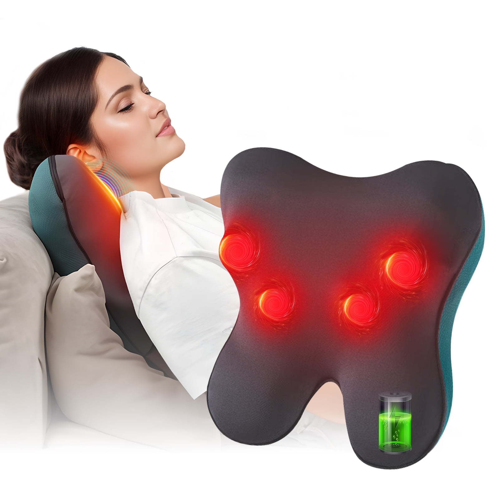 MJK Shiatsu Back Massager Cordless with Heat Shoulder Massagers Pillow ...