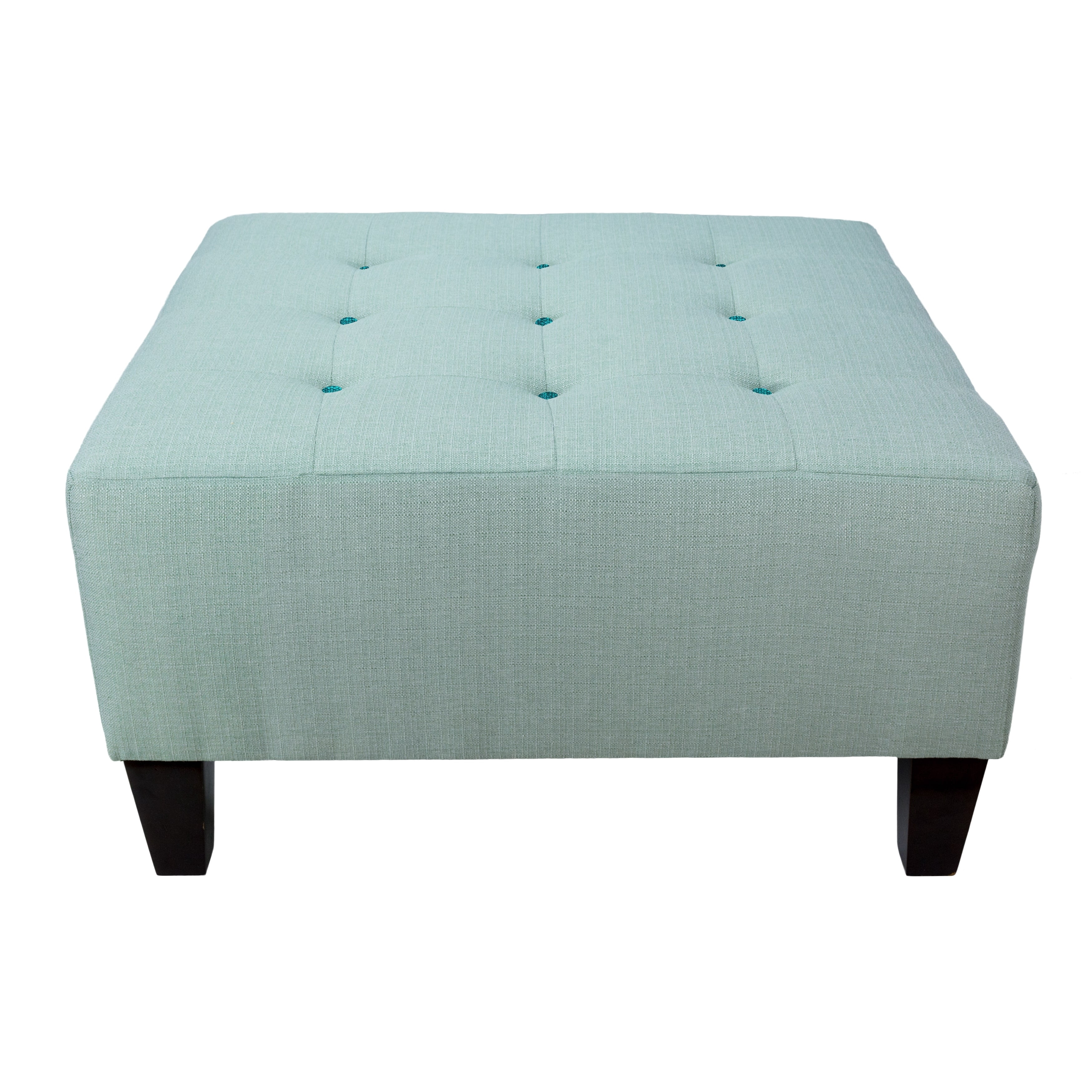 MJL Furniture MAX Button Tufted Upholstered Square Blue Ottoman ...