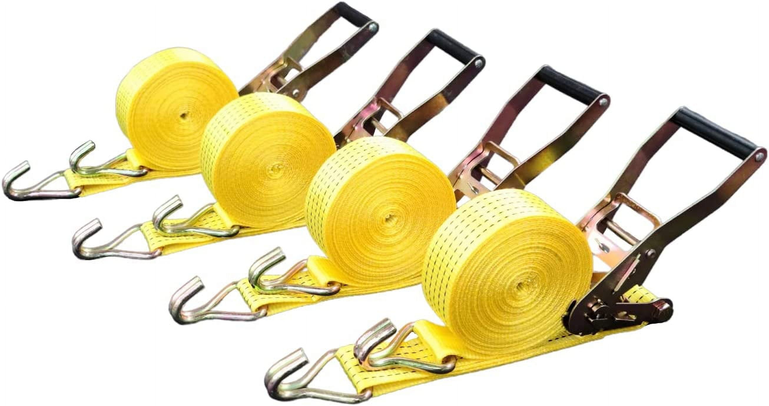 "MJM Heavy Duty 2"" x 27' Cargo Ratchet Tie Down Straps Set with Hooks ...