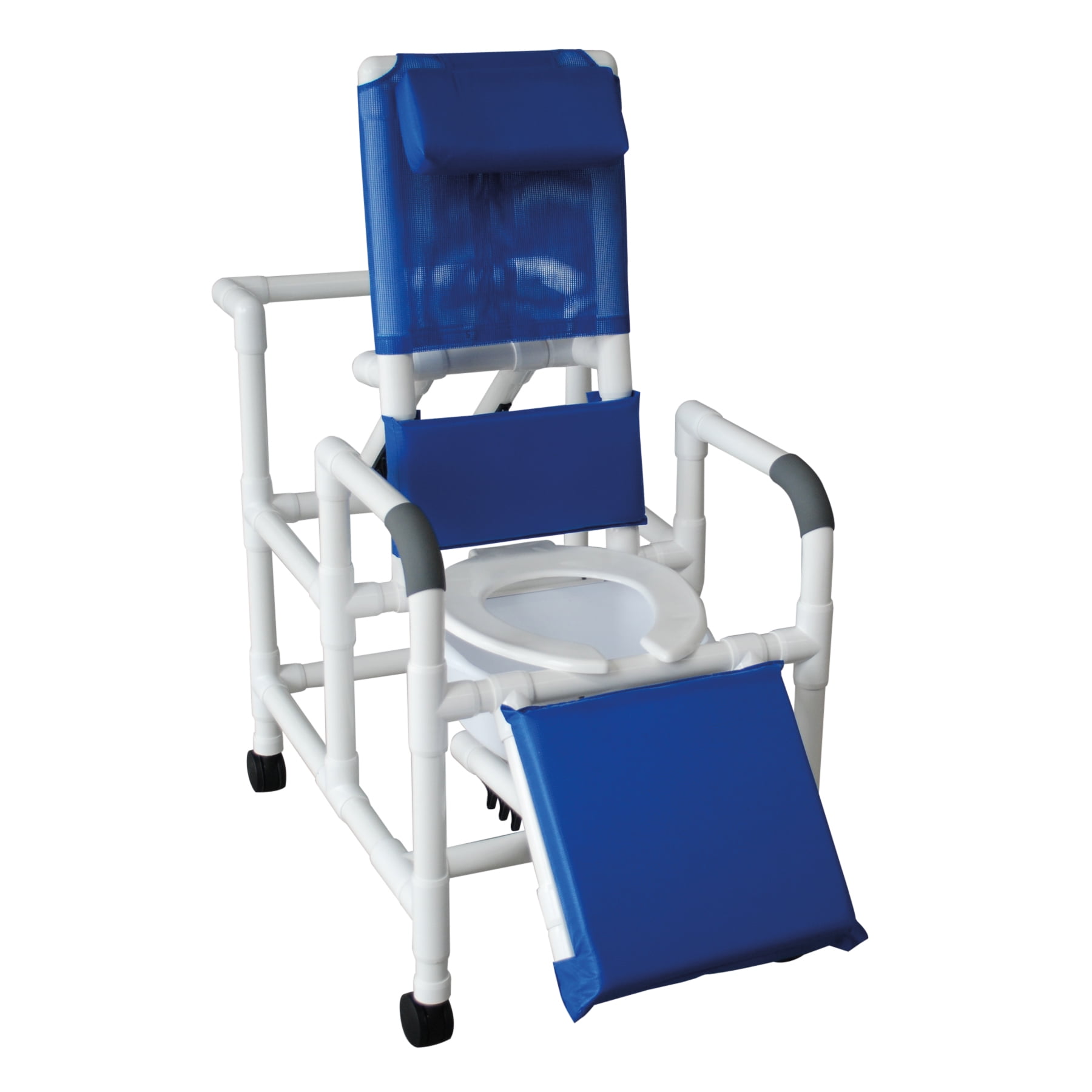 MJM International PVC Reclining Shower Chair, Elevated Leg Extension ...