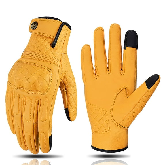 MJMOTO Retro Leather Motorcycle Riding Gloves Men Women Touchscreen ...
