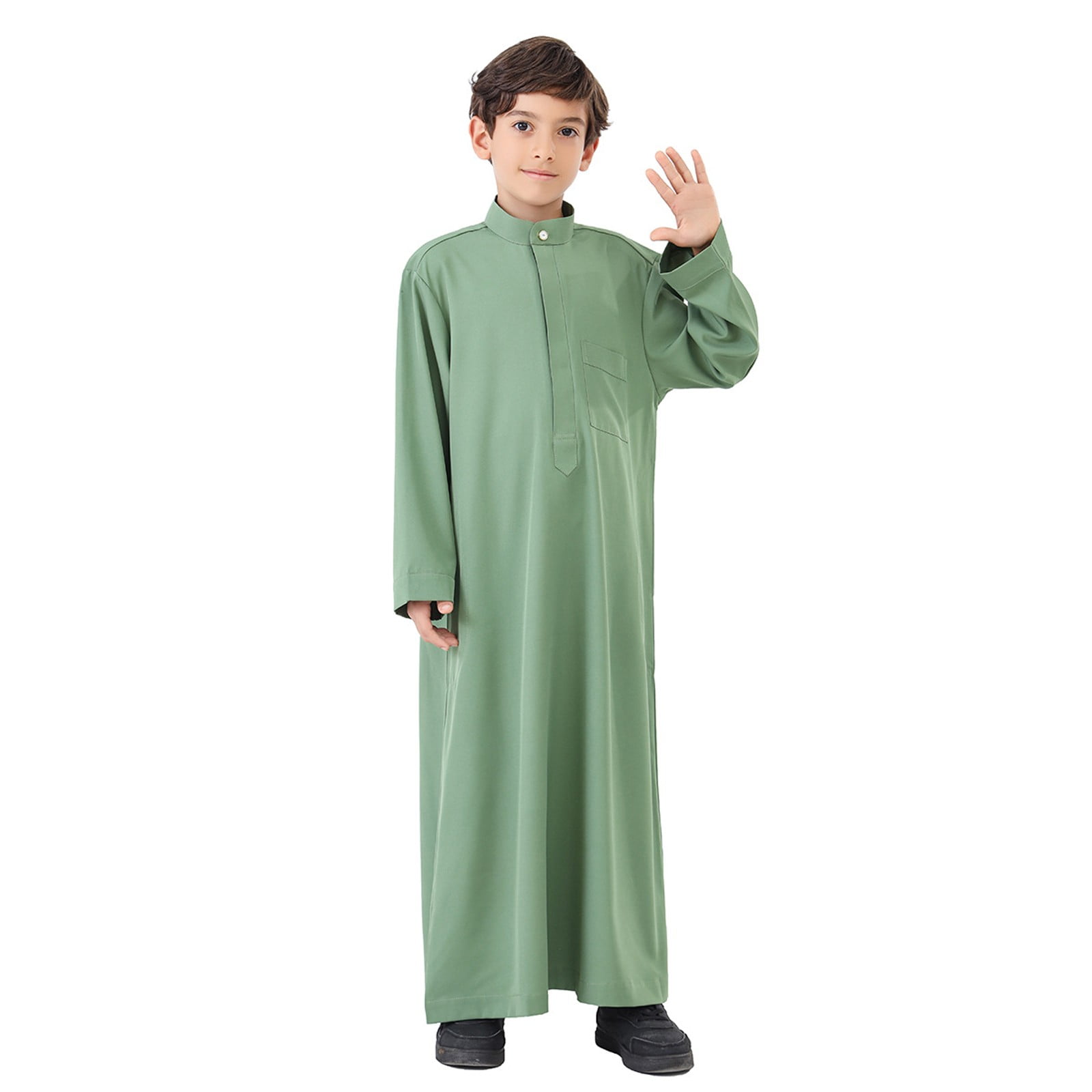 MJTBGFSWG Boys Active Arabic Thobe Thobe Long Sleeve Kaftan Crew Robe ...