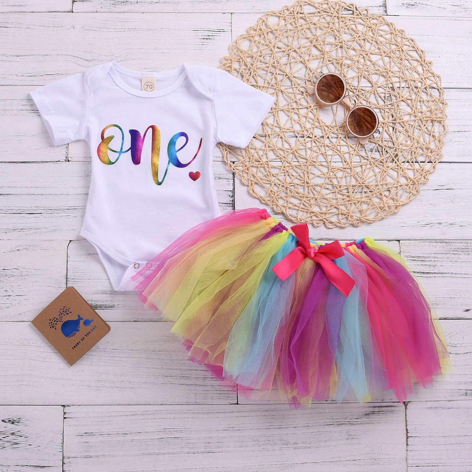 MJTBGFSWG Girls Clothes Net Dress Set Birthday Rainbow Puffy Dress ...