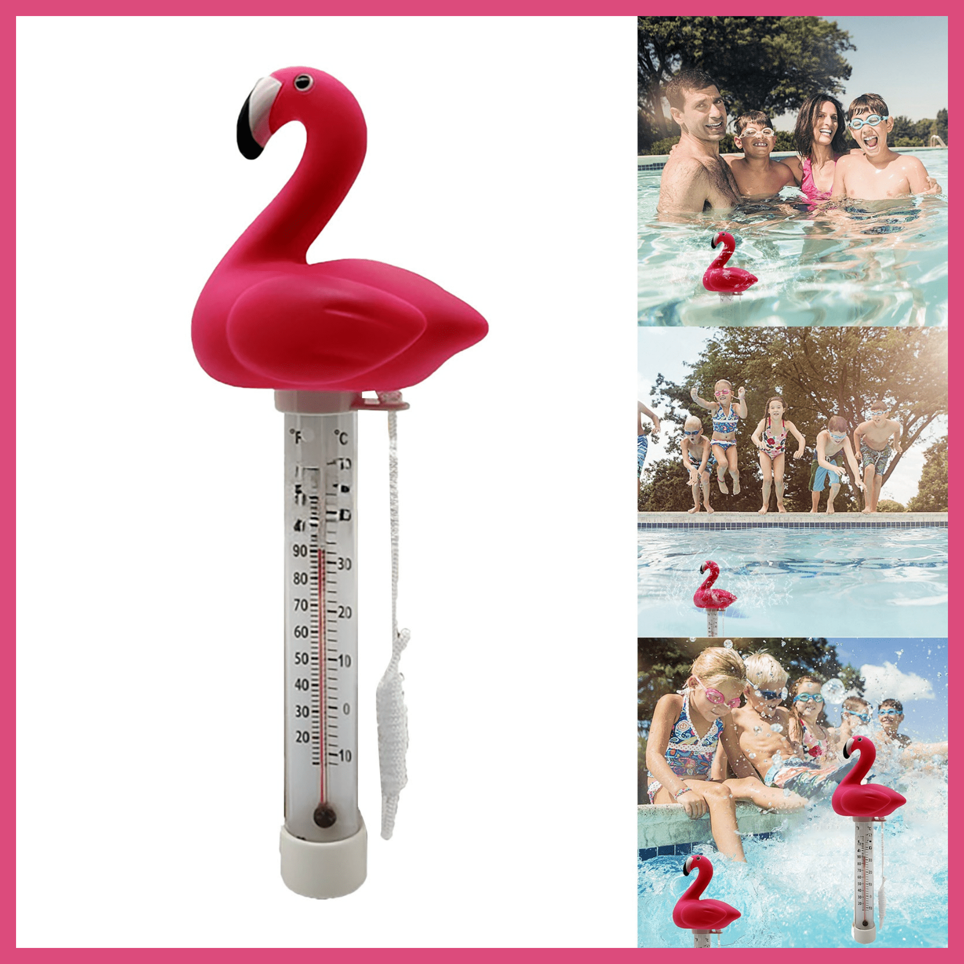 MJTYUTMO Flamingo Floating Pool Gauge Thermometer - Flamingo Decor for ...