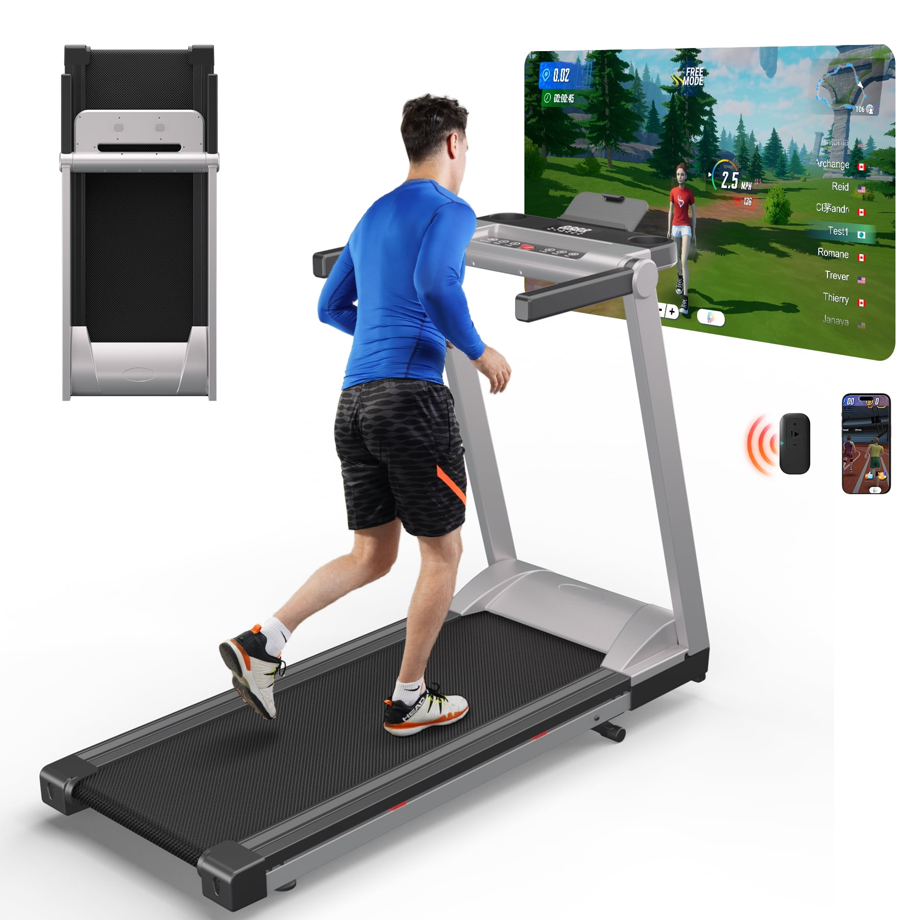 MJWW Pro Folding smart treadmill with 6% incline,10 MPH, 350 lbs ...