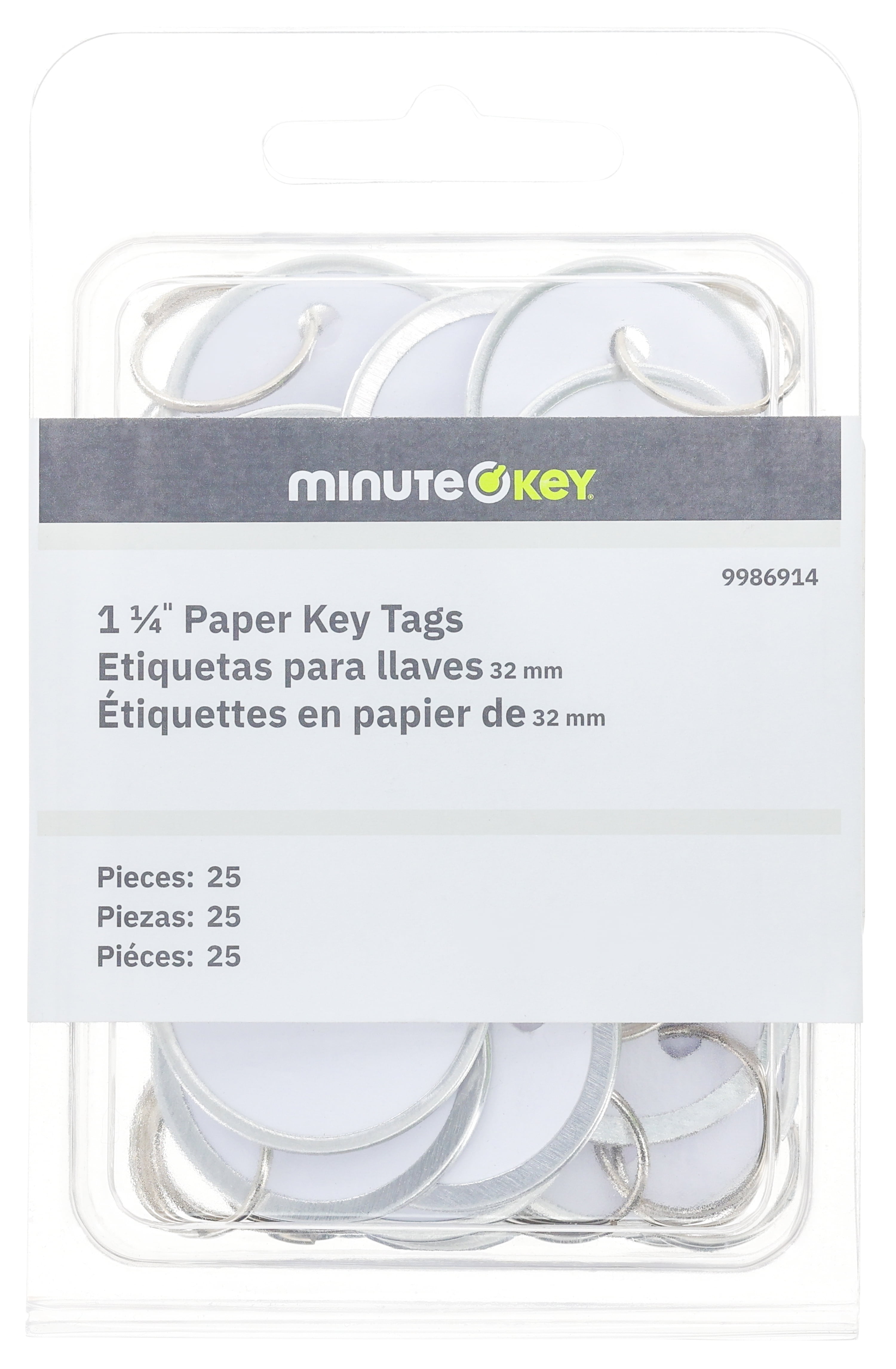 Minute Key 1.25" Paper Key Tags with Wire Rings (25 Pack) - Walmart.com