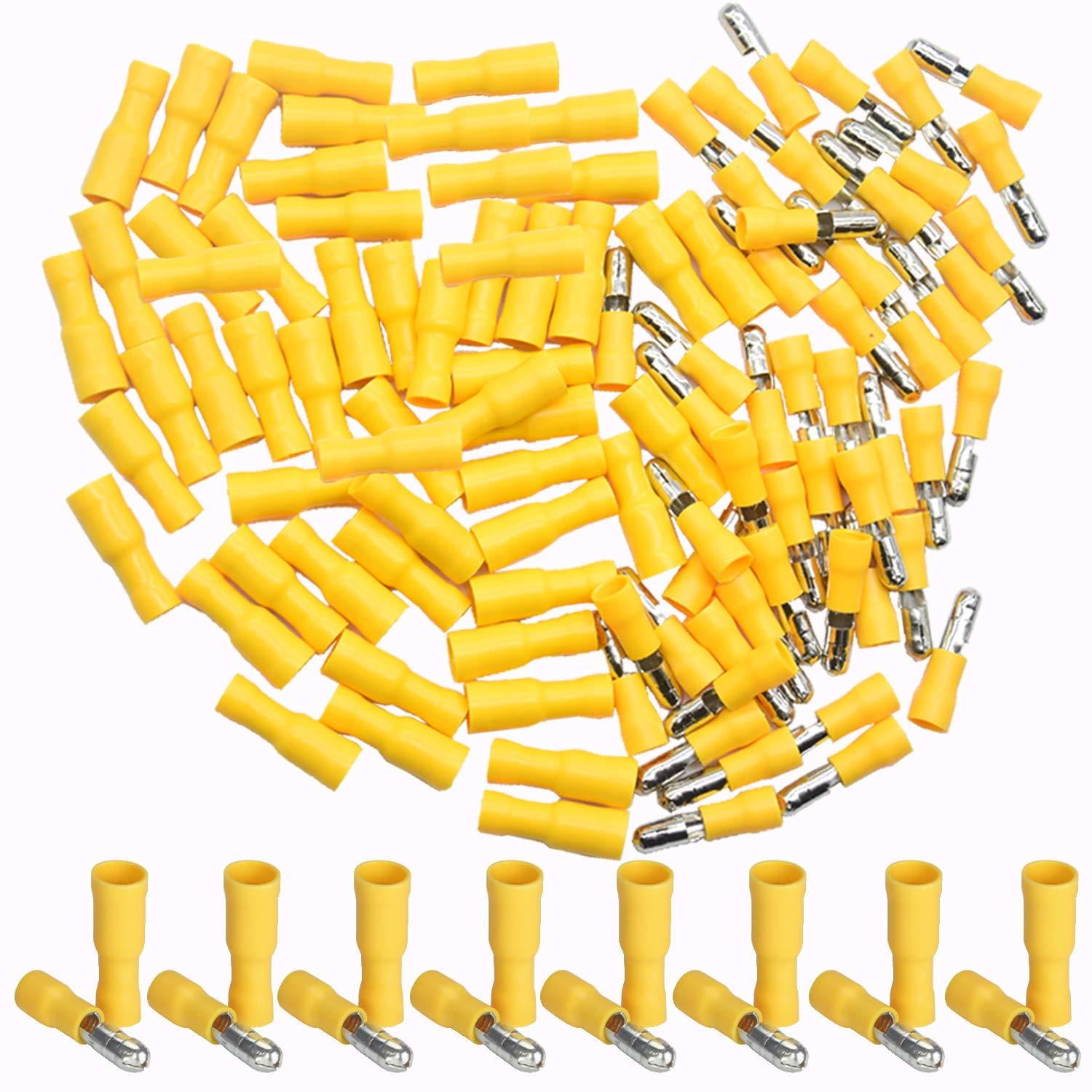 MK Audio 100Pcs 12-10 AWG of Yellow Insulated Female Male Bullet ...