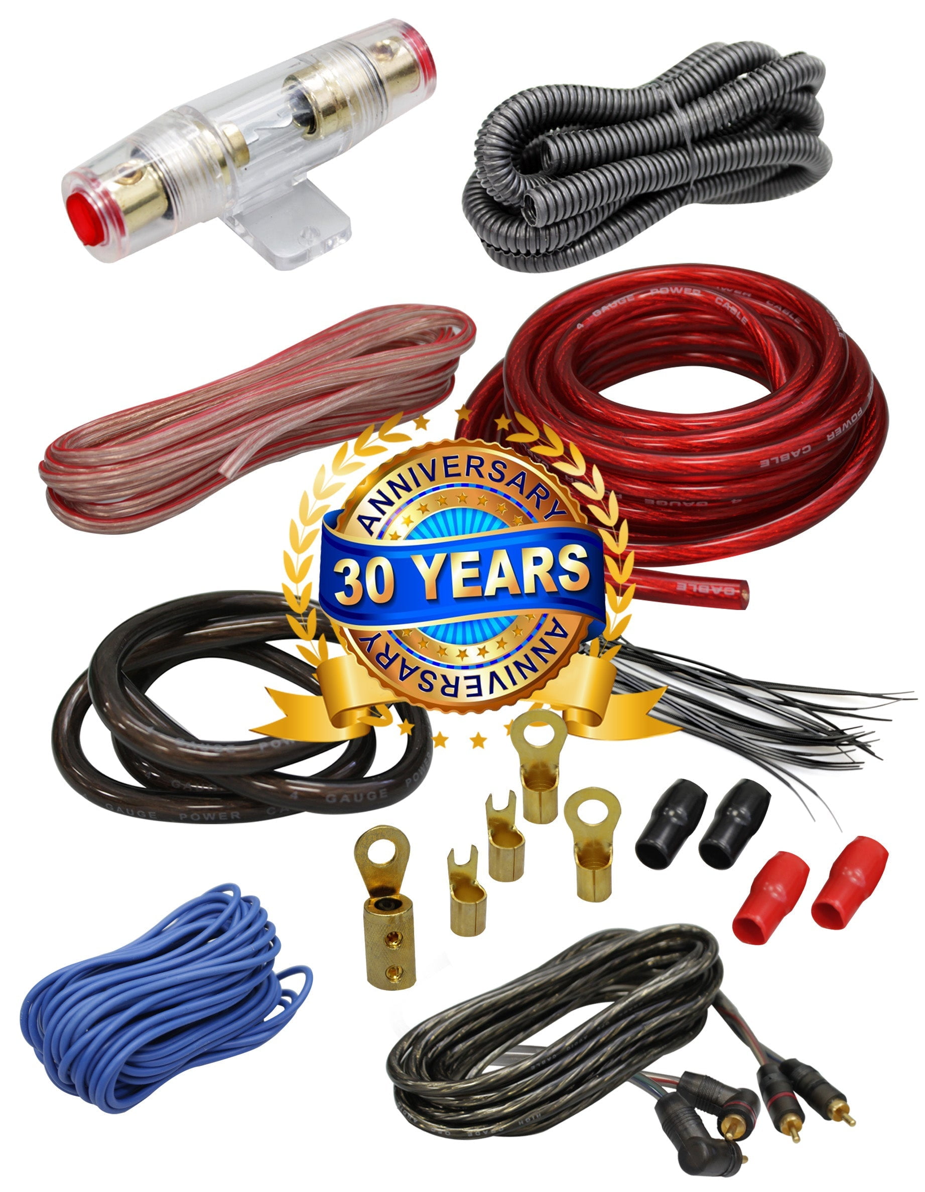 MK Audio 3500W Car Audio Blue 4 Gauge Pro AMP / Amplifier Power Wiring ...