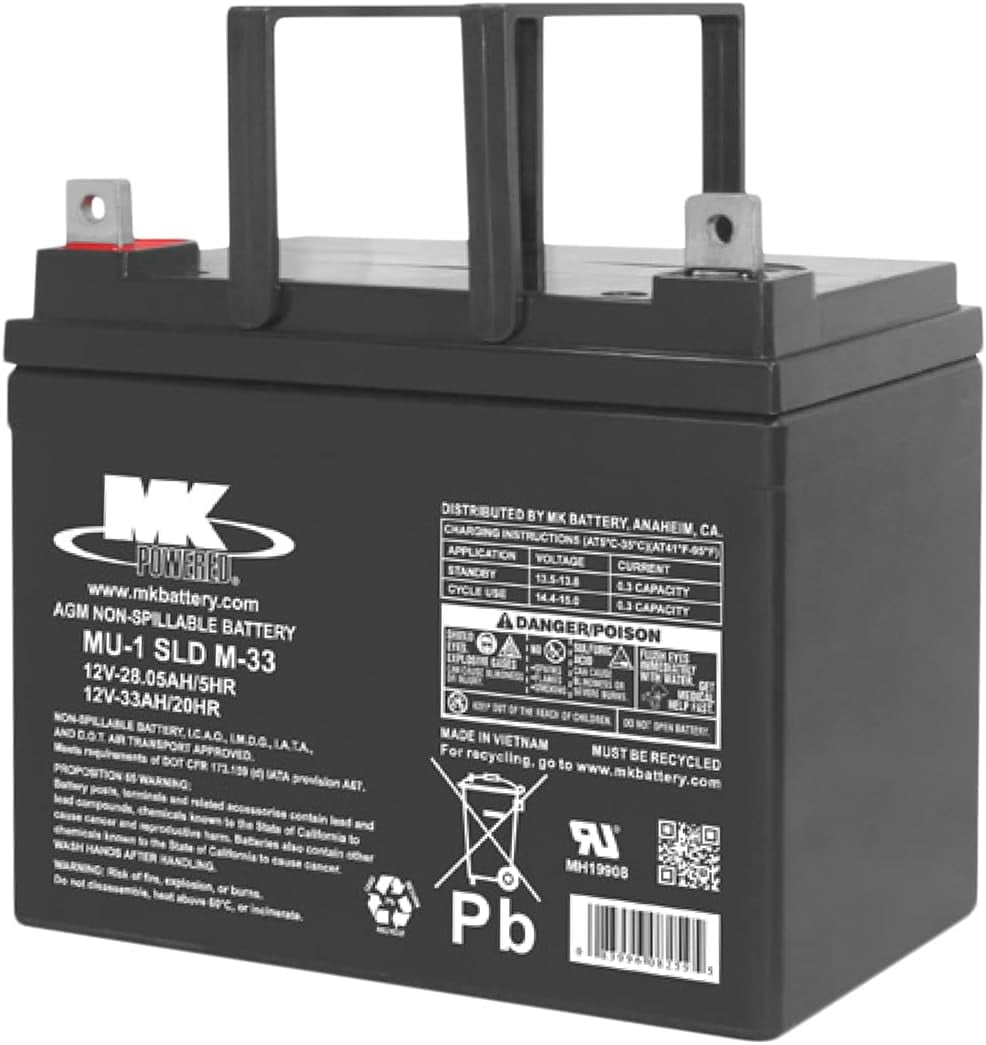 MK Battery MU-1 SLD M-33 Rechargeable Sealed Lead-Acid Battery 12V 33AH ...