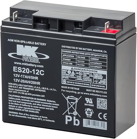 MK BATTERY SEALED VRLA, AGM, 12V 20AH, NB, CYCLIC, NON-HAZARDOUS NON ...