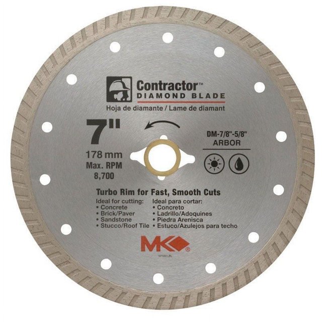 MK Diamond 167022 7" Contractor Turbo Rim Diamond Blade - Walmart.com